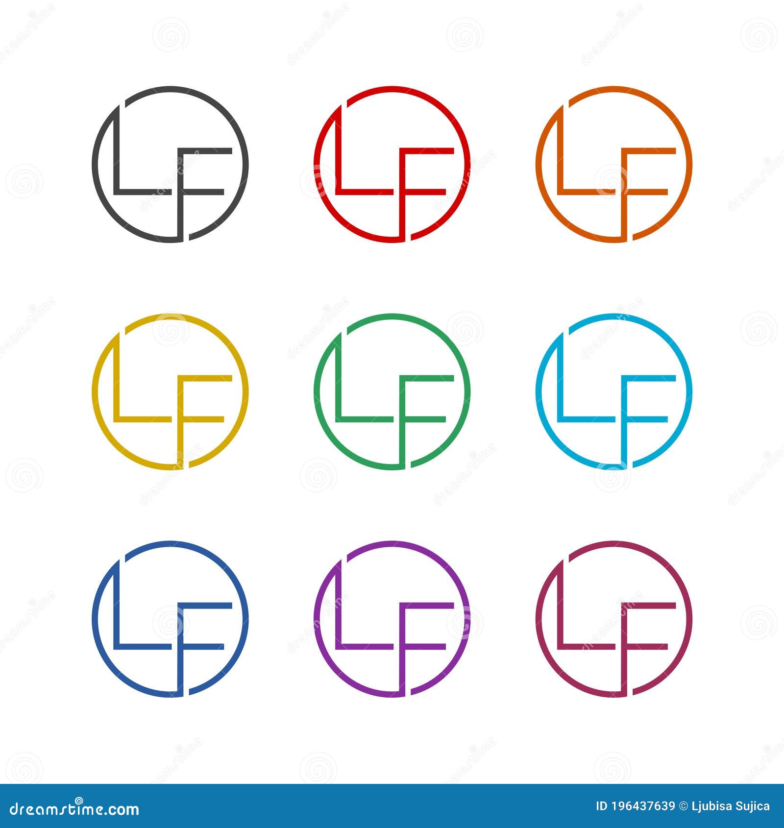 Initial LF Letter Logo Design, Color Set Stock Vector - Illustration of ...