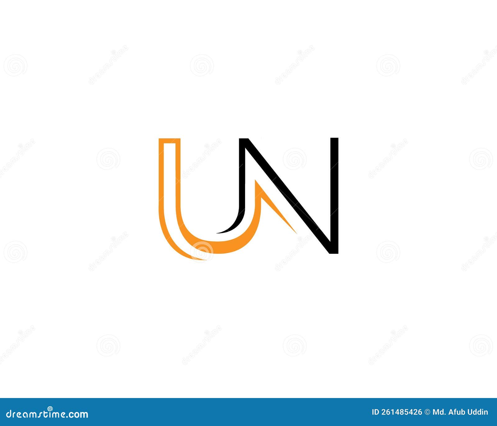 Initial Line UN Letter Modern Creative Logo Stock Vector - Illustration ...