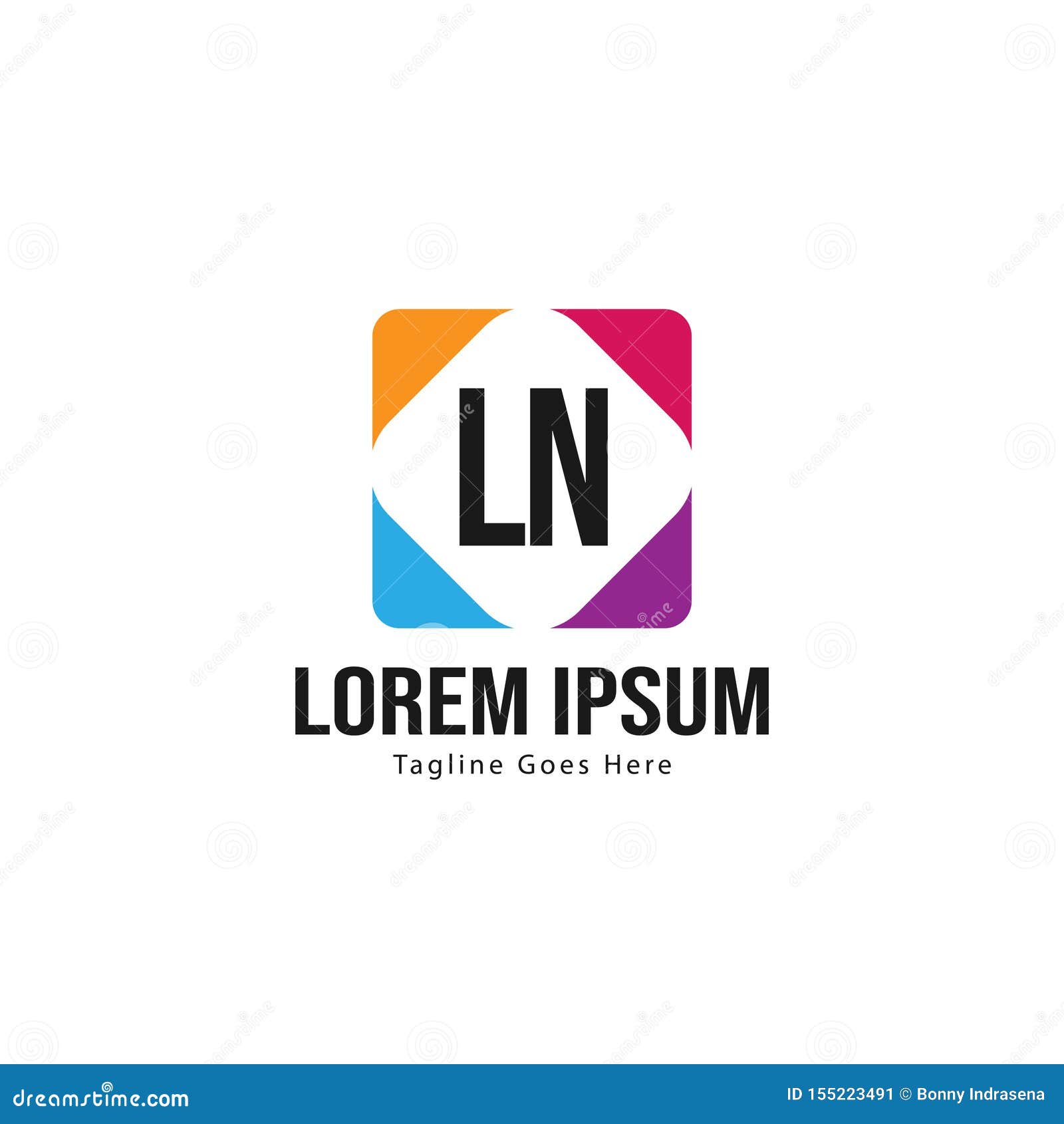 Initial LN Logo Template with Modern Frame. Minimalist LN Letter Logo ...