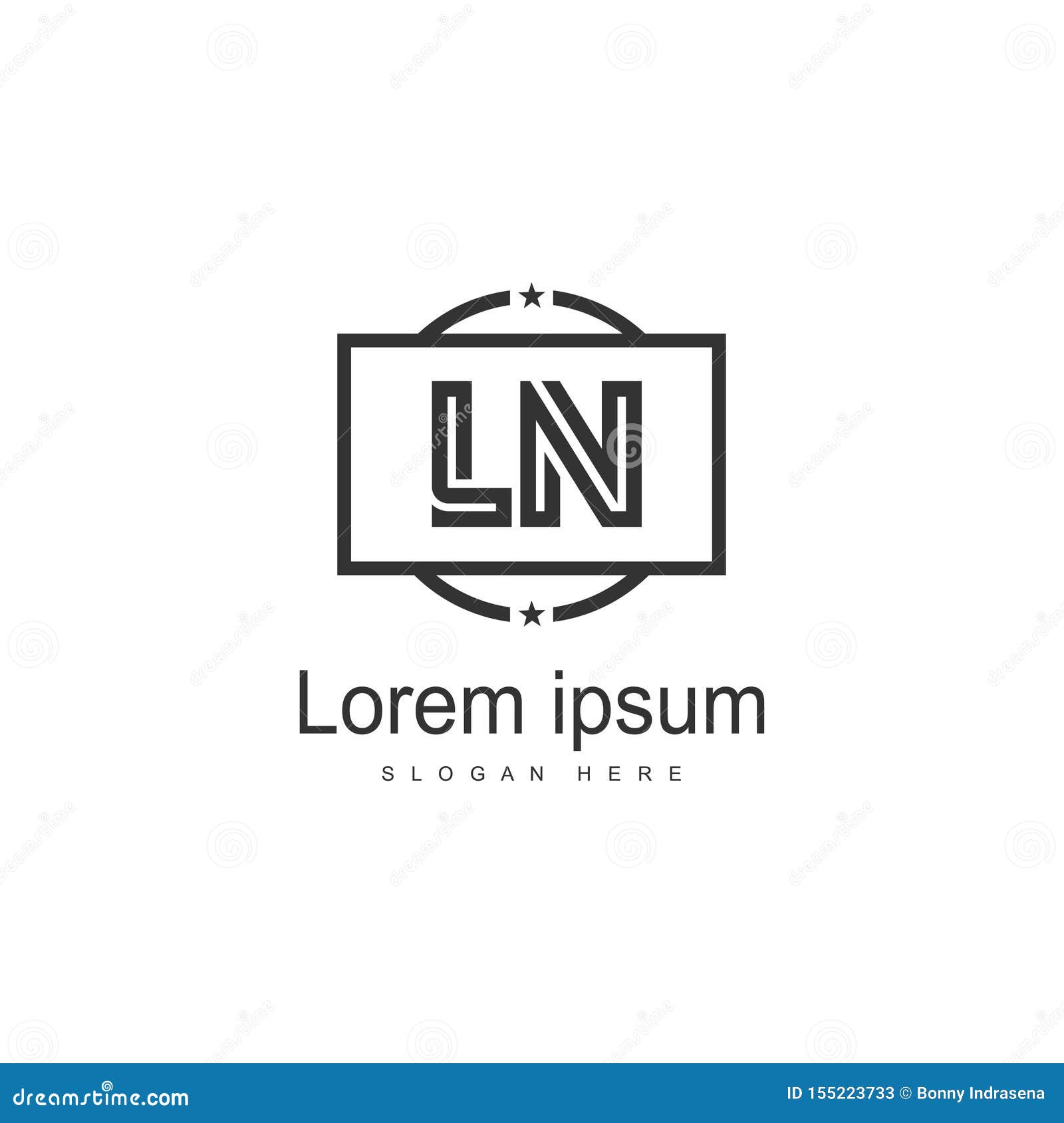 Initial LN Logo Template with Modern Frame. Minimalist LN Letter Logo ...