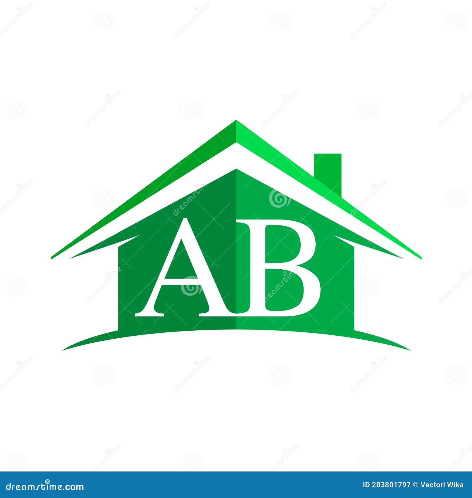 Initial Logo AB with House Icon and Green Color, Business Logo and ...