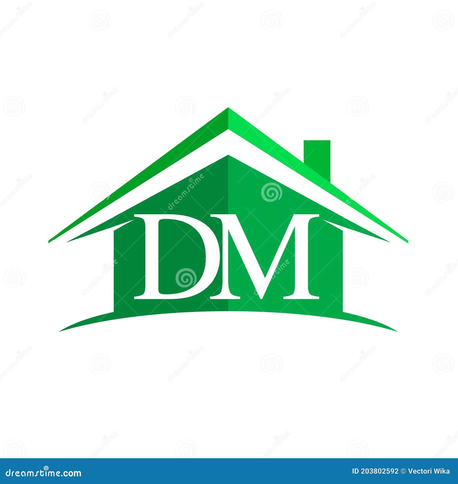 Initial Logo DM with House Icon and Green Color, Business Logo and ...