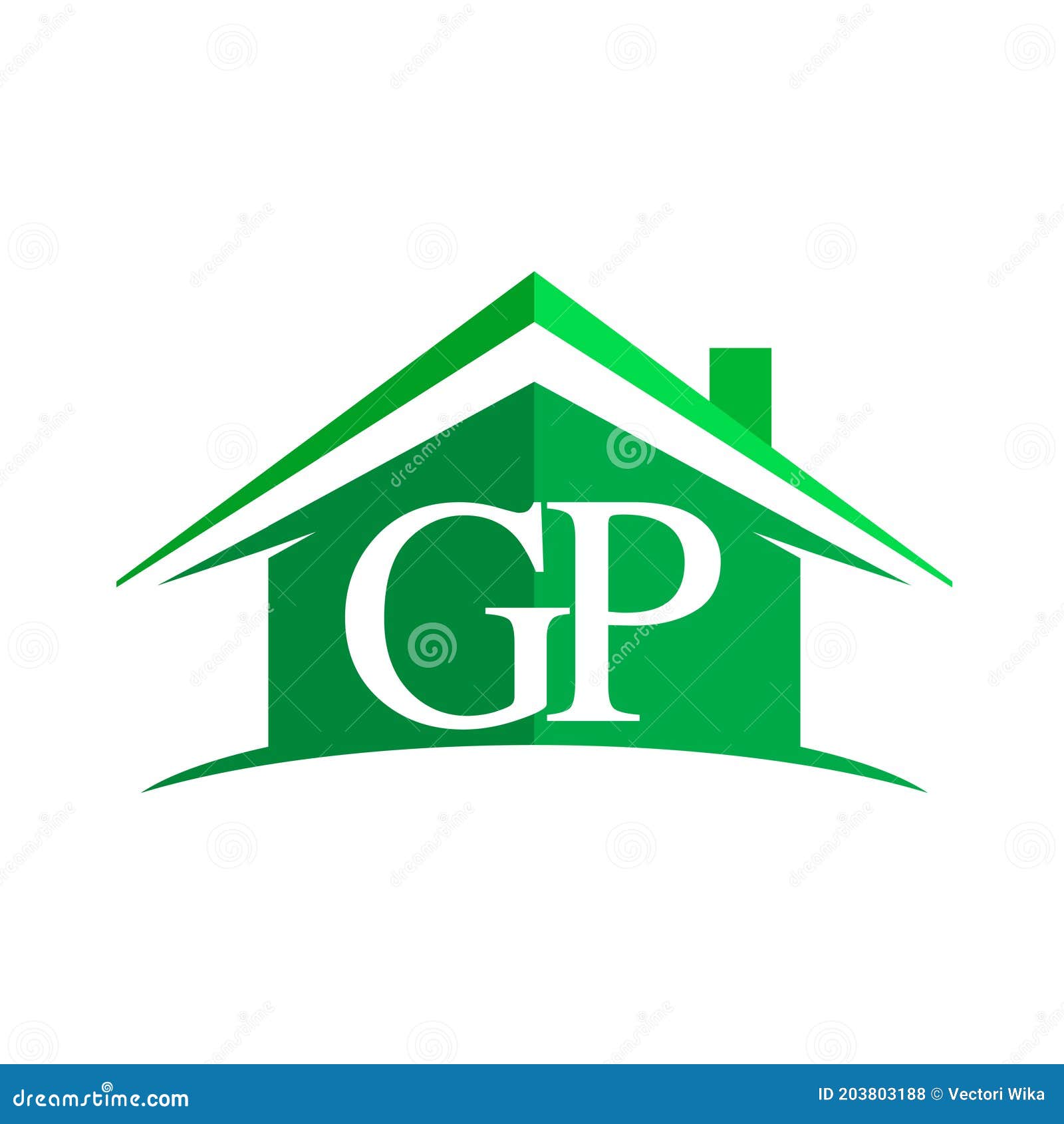 Initial Logo GP with House Icon and Green Color, Business Logo and ...