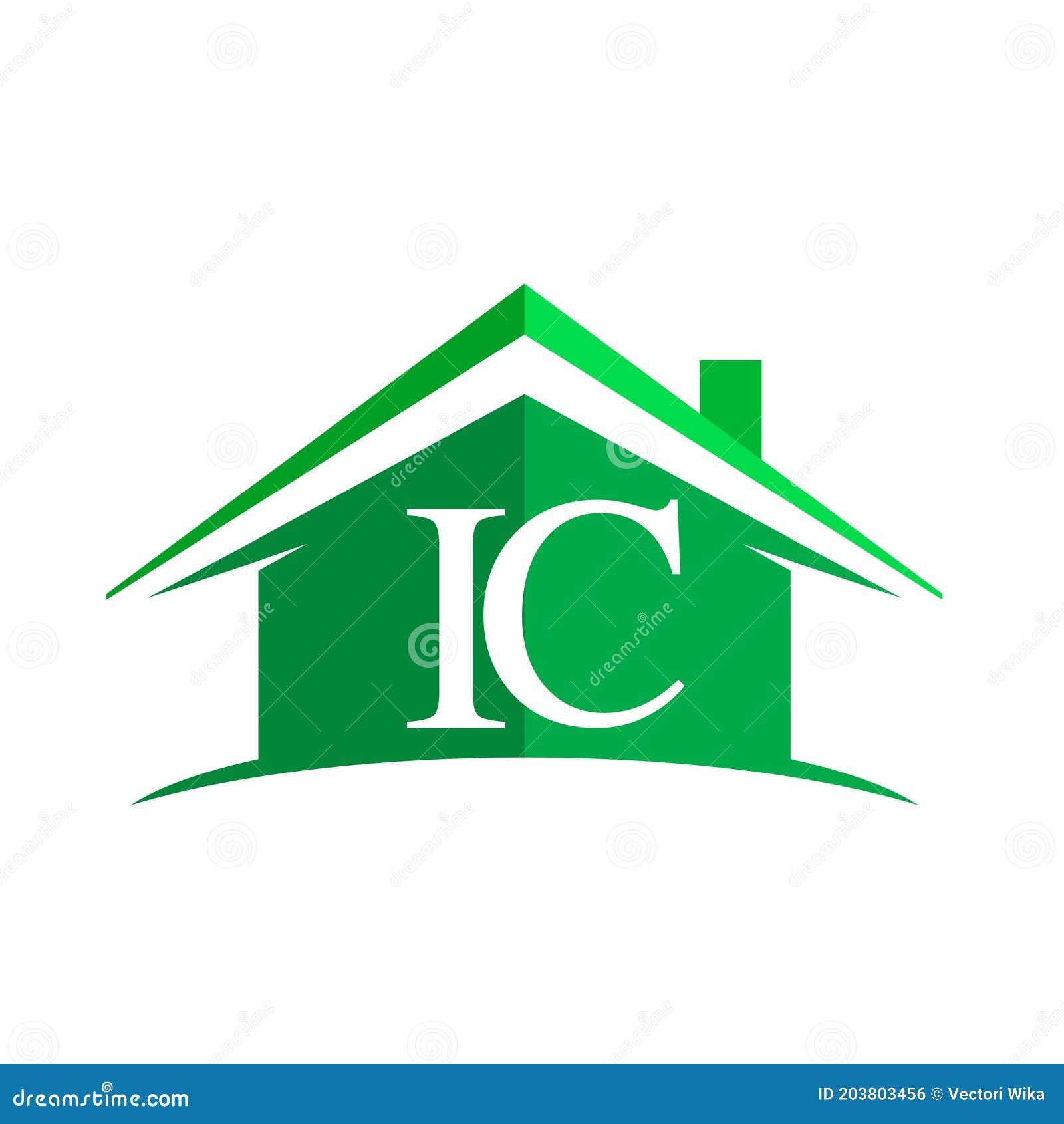 Initial Logo IC with House Icon and Green Color, Business Logo and ...