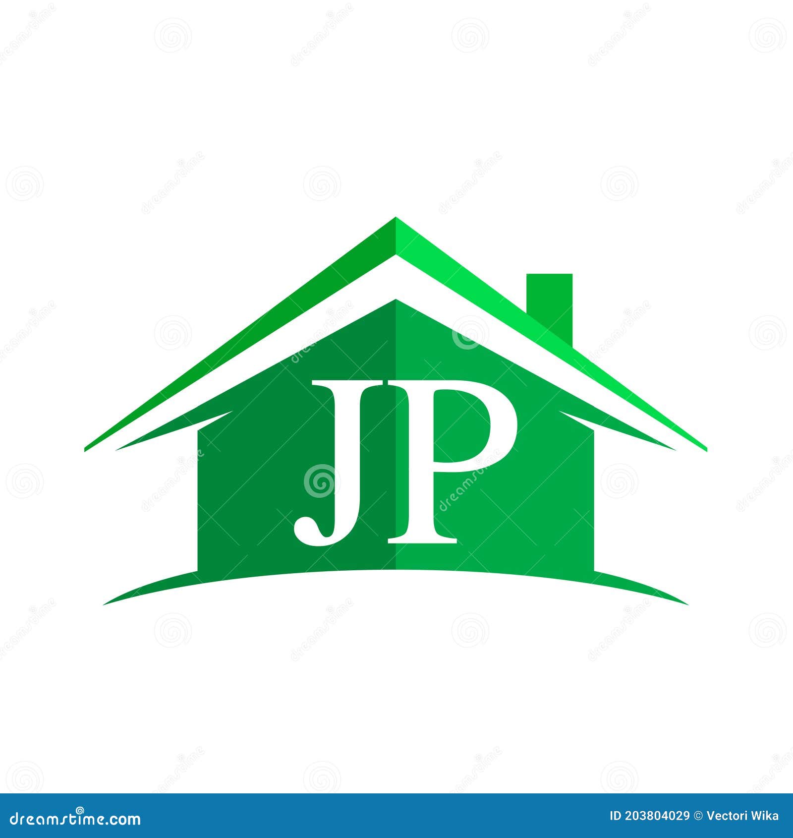 Initial Logo JP with House Icon and Green Color, Business Logo and ...