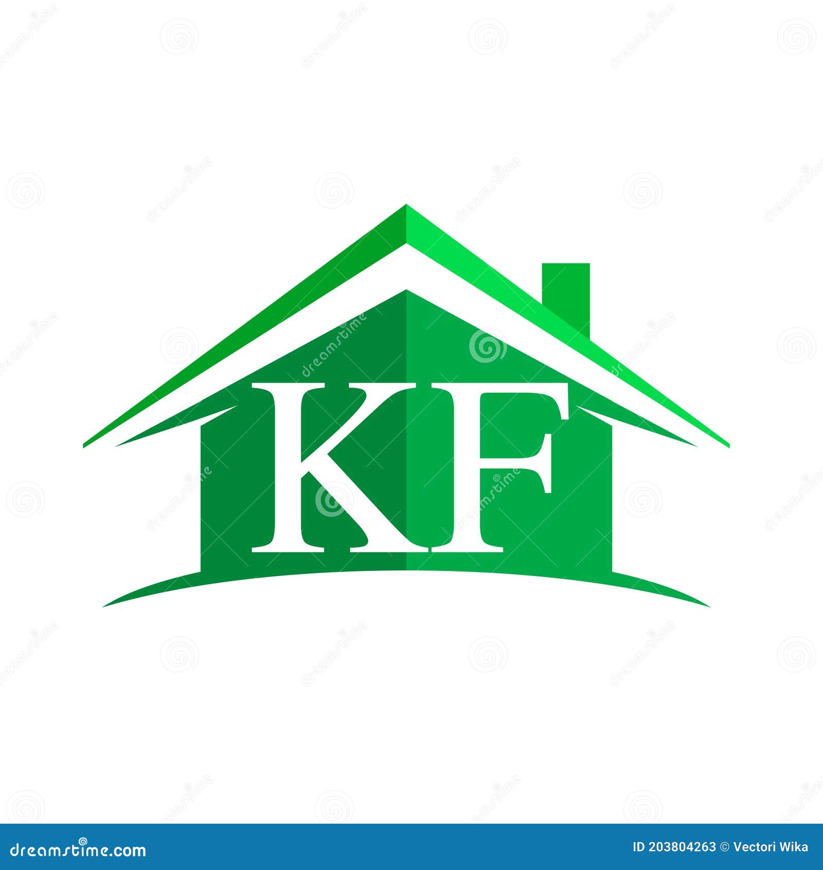 Initial Logo KF with House Icon and Green Color, Business Logo and ...