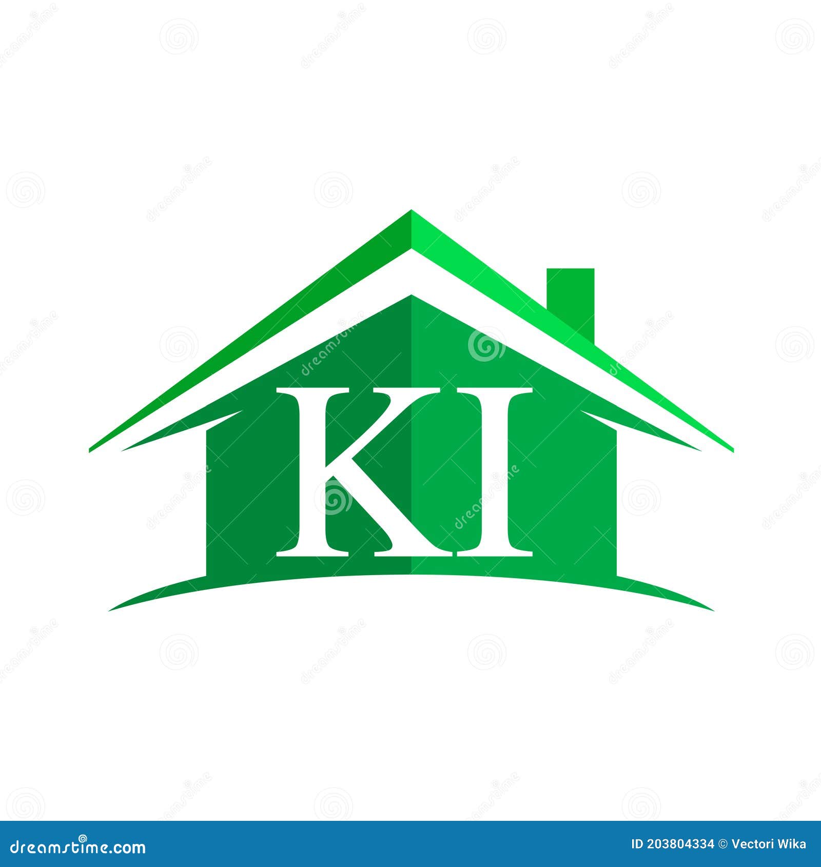 Initial Logo KI with House Icon and Green Color, Business Logo and ...