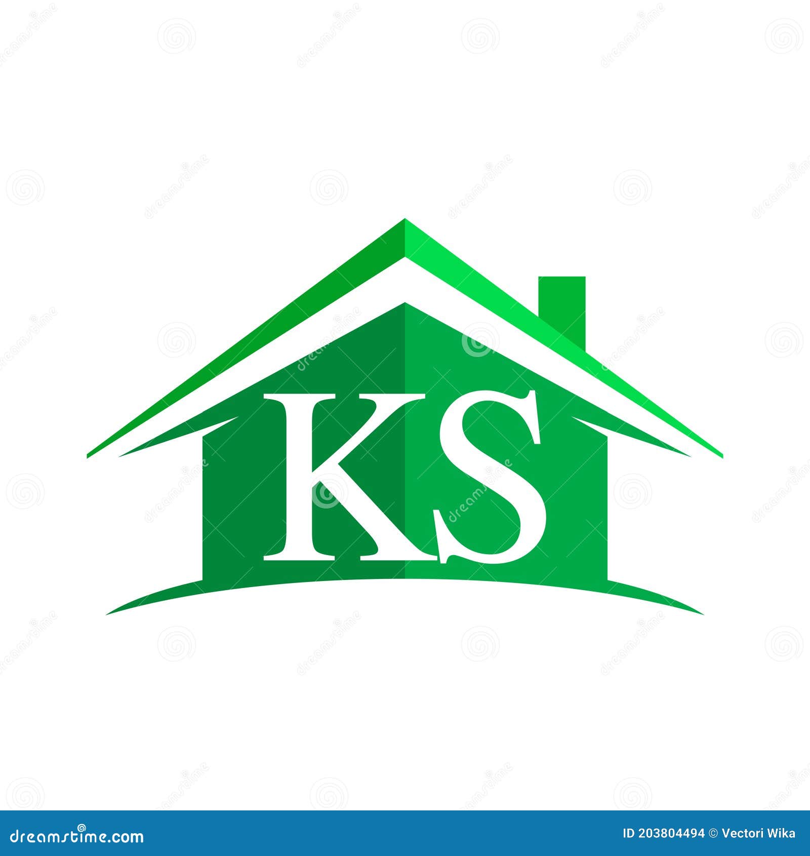 Initial Logo KS with House Icon and Green Color, Business Logo and ...