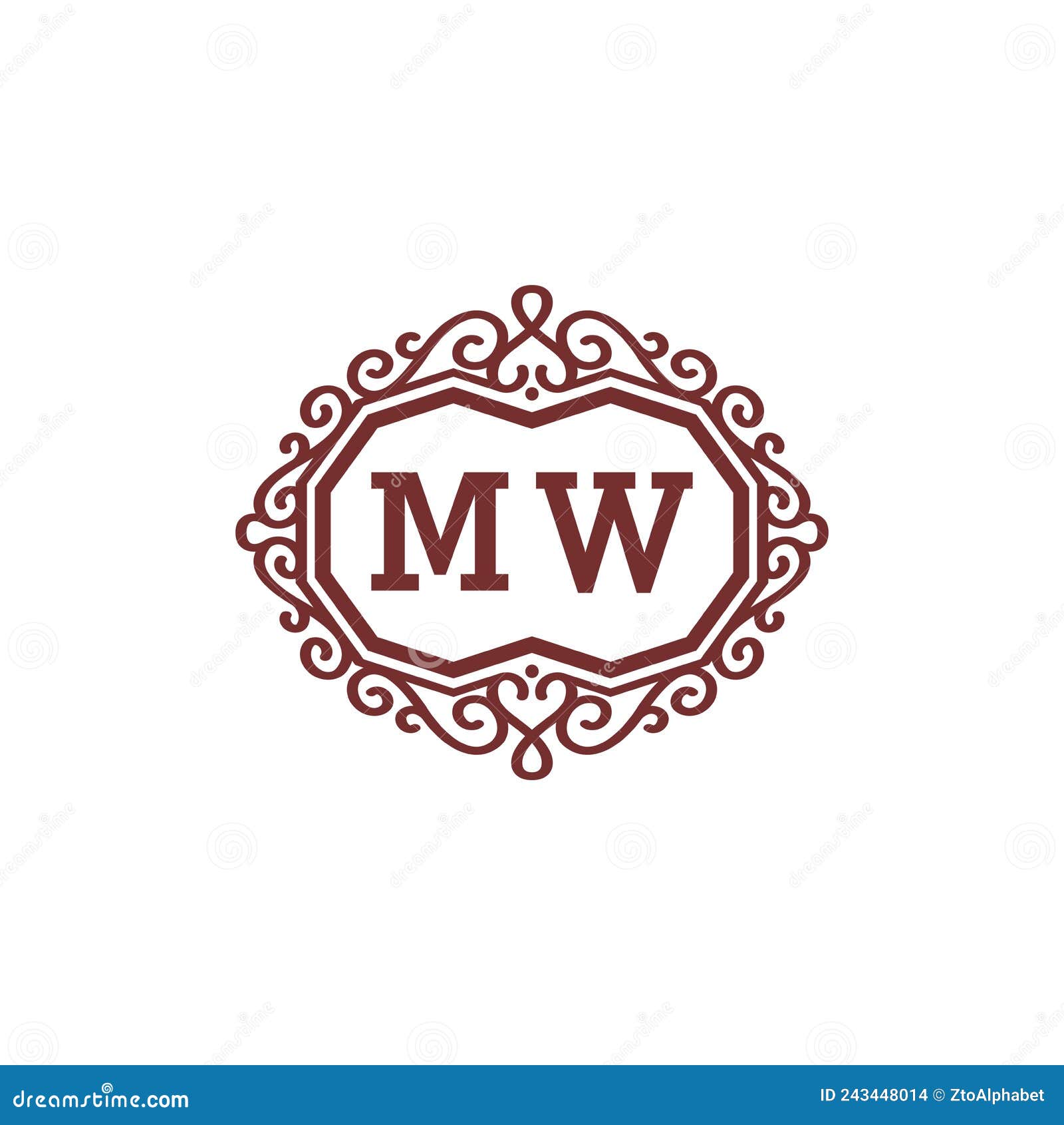 Initial Logo Letter MW Elegant Typeface Design Stock Vector ...