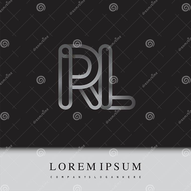 Initial Logo Letter RL, Linked Outline Silver Colored, Rounded Logotype ...