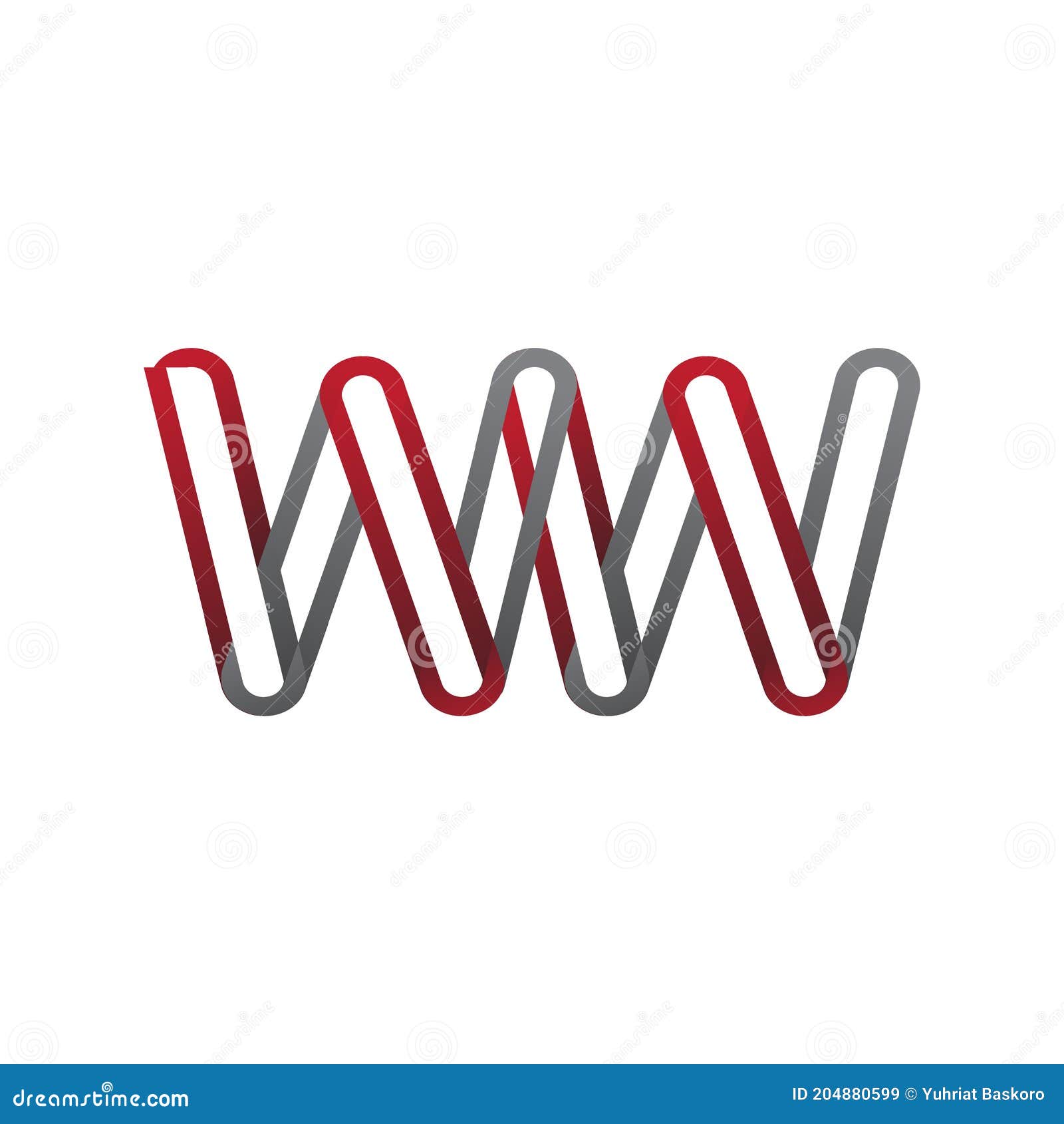 Initial Logo Letter WW, Linked Outline Red and Grey Colored, Rounded ...