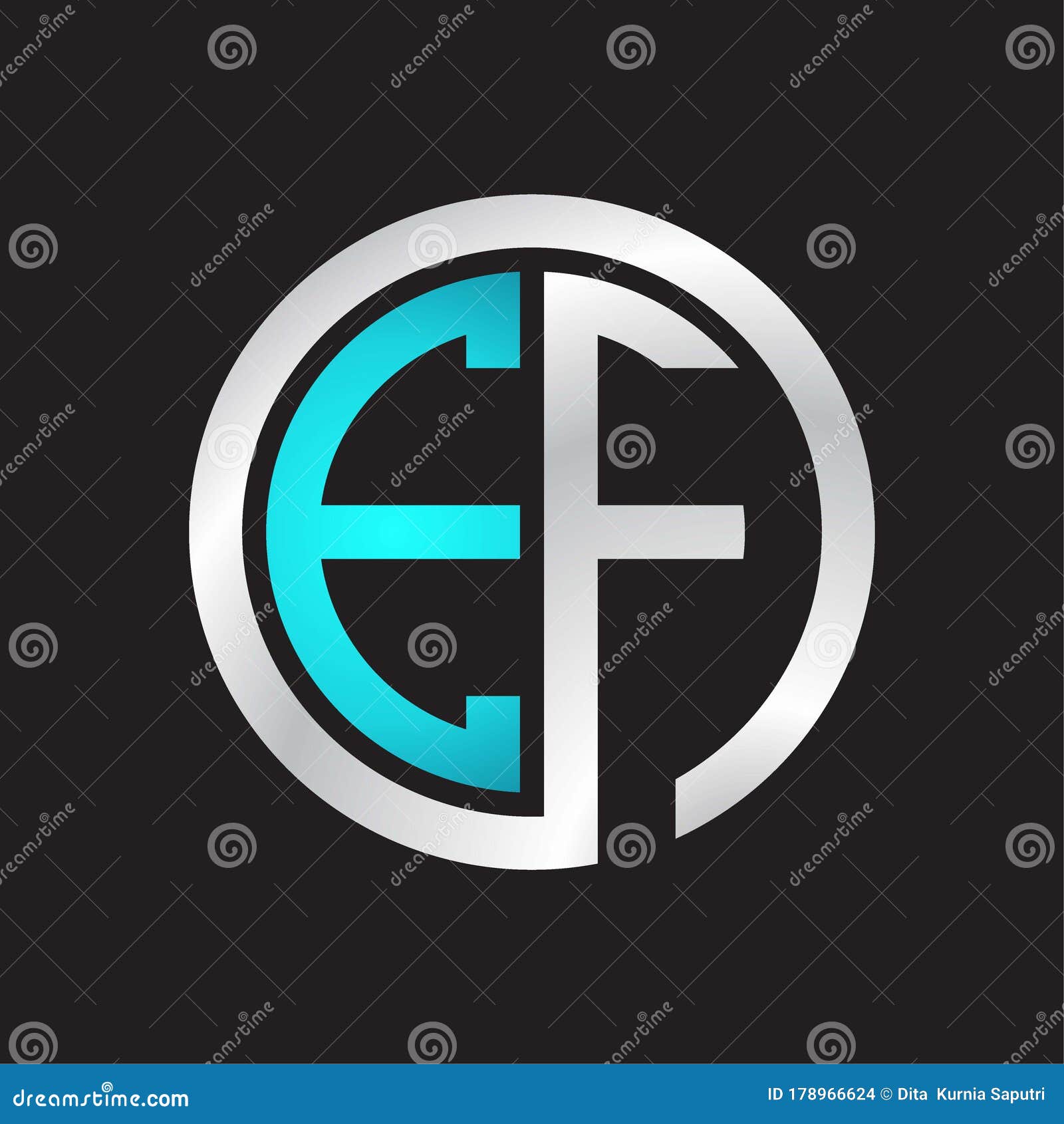 EF Initial Logo Linked Circle Monogram Stock Vector - Illustration of ...