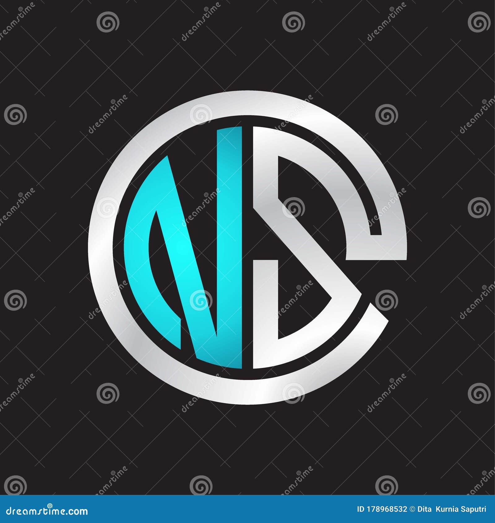 NS Initial Logo Linked Circle Monogram Stock Vector - Illustration of ...