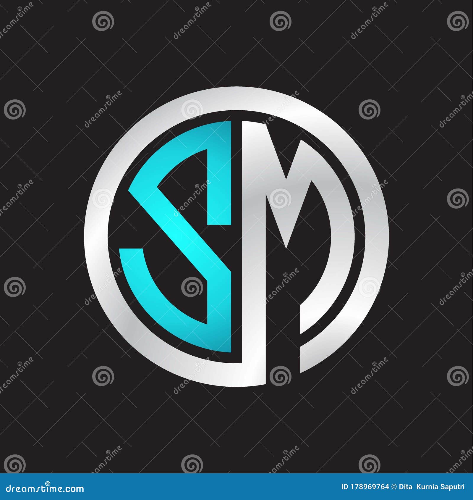 SM Initial Logo Linked Circle Monogram Stock Vector - Illustration of ...