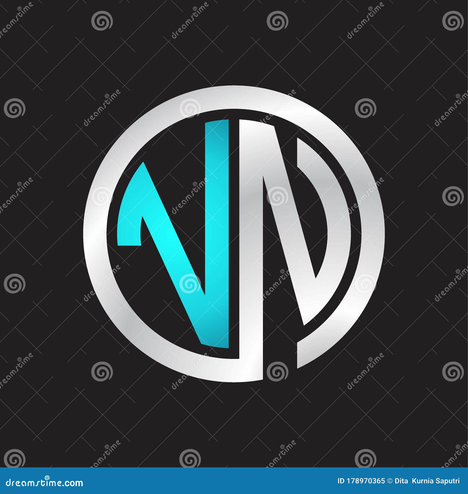 VN Initial Logo Linked Circle Monogram Stock Vector - Illustration of ...