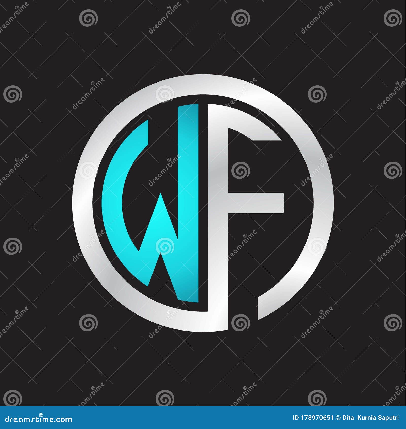 WF Initial Logo Linked Circle Monogram Stock Vector - Illustration of ...