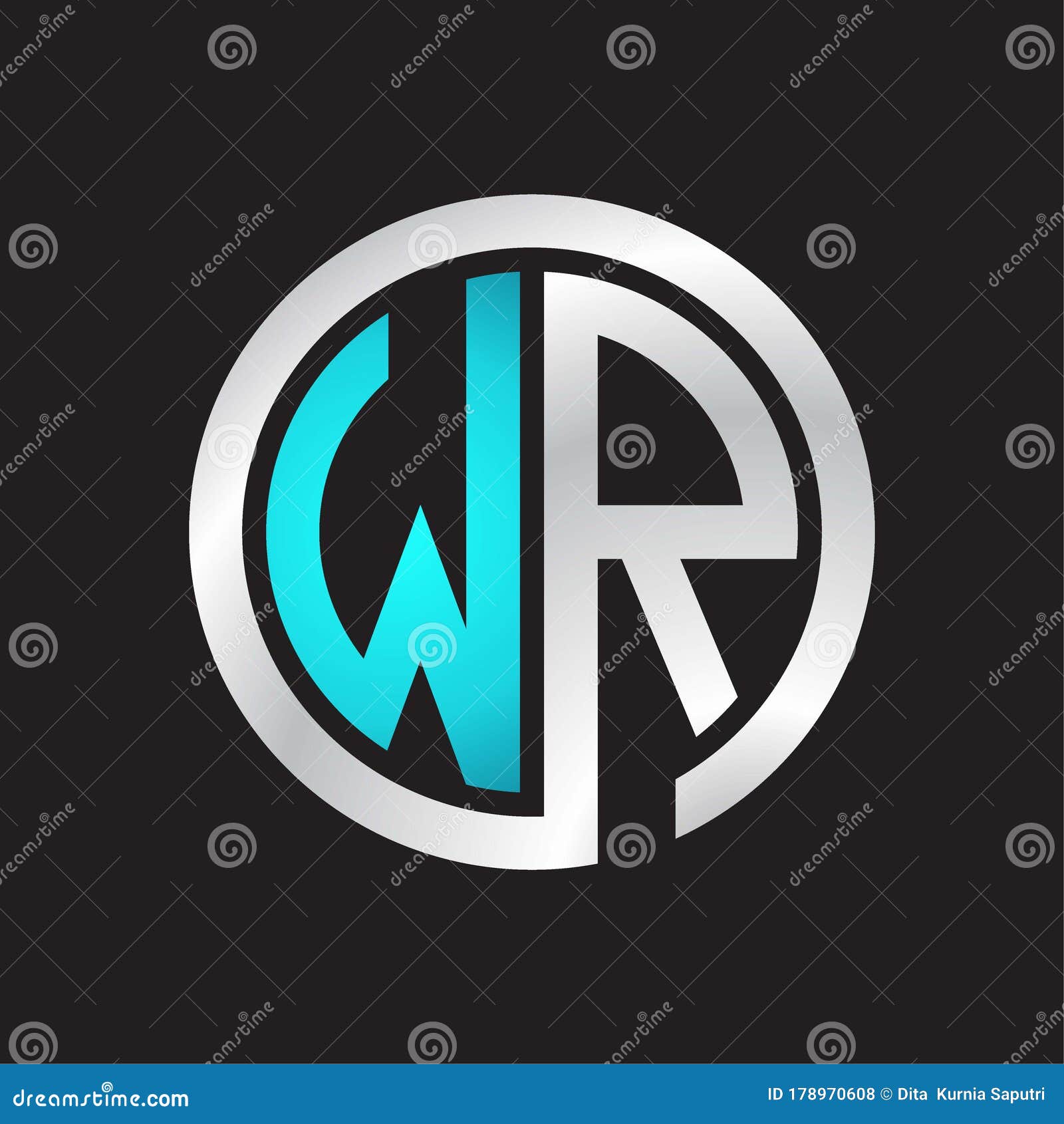 WR Initial Logo Linked Circle Monogram Stock Vector - Illustration of ...