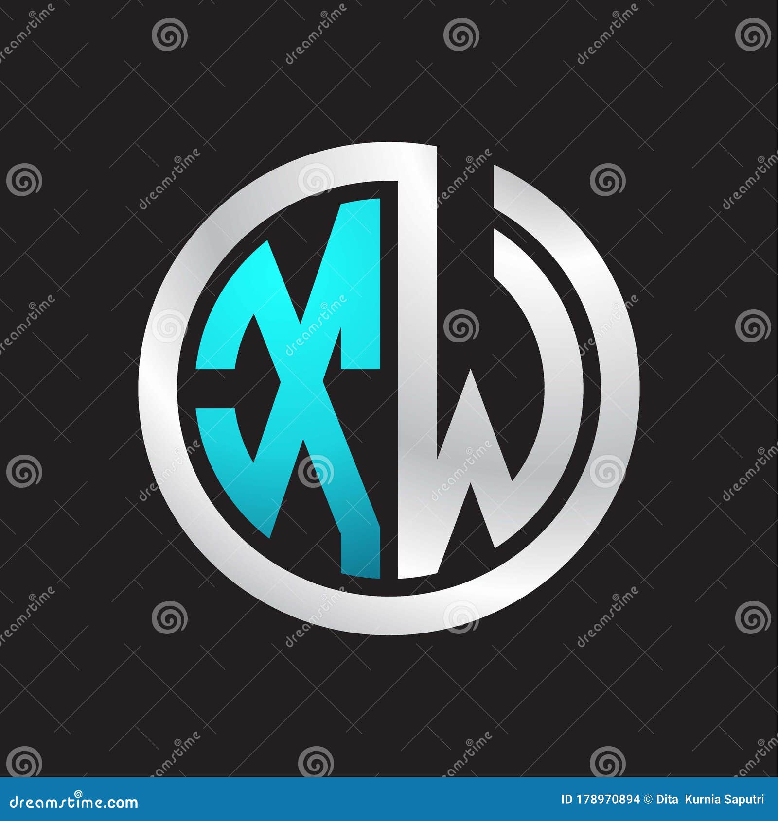 XW Initial Logo Linked Circle Monogram Stock Illustration ...
