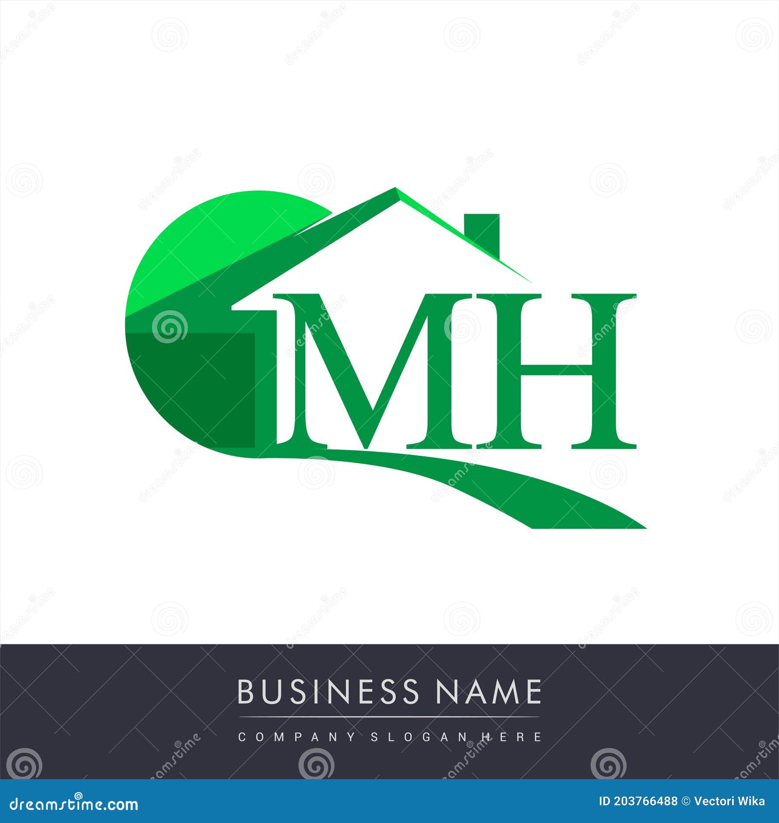 Initial Logo MH with House Icon, Business Logo and Property Developer ...
