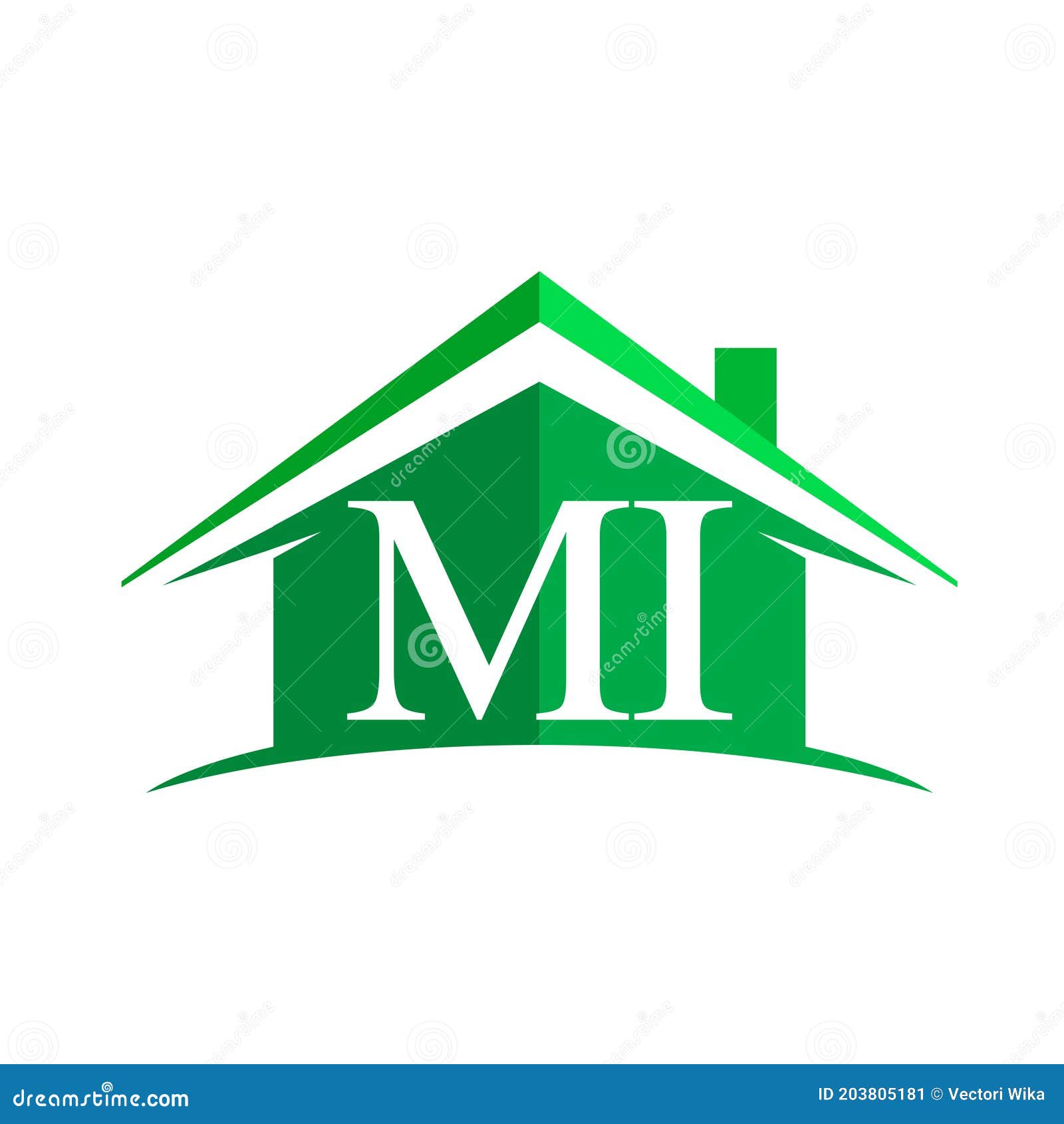 Initial Logo MI with House Icon and Green Color, Business Logo and ...