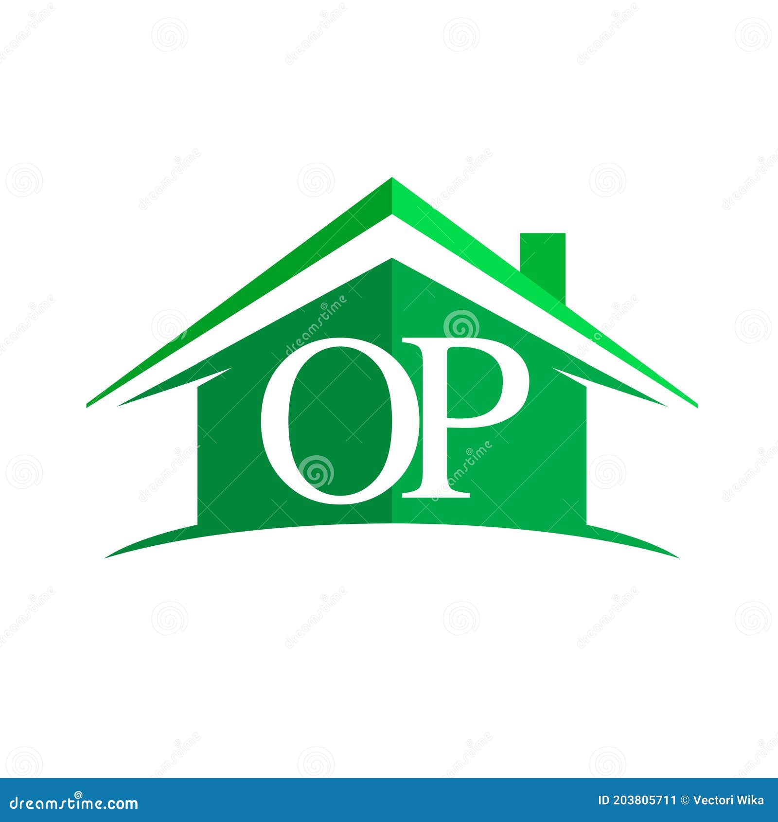 Initial Logo OP with House Icon and Green Color, Business Logo and ...