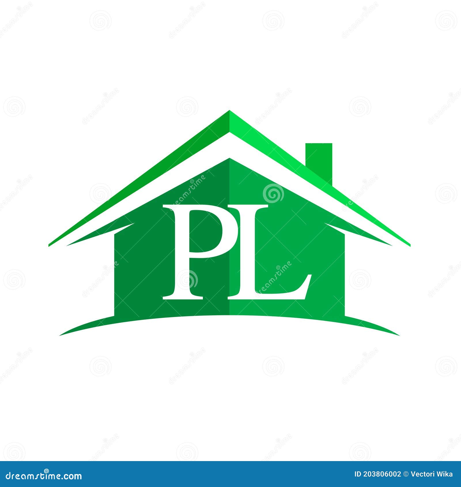 Initial Logo PL with House Icon and Green Color, Business Logo and ...