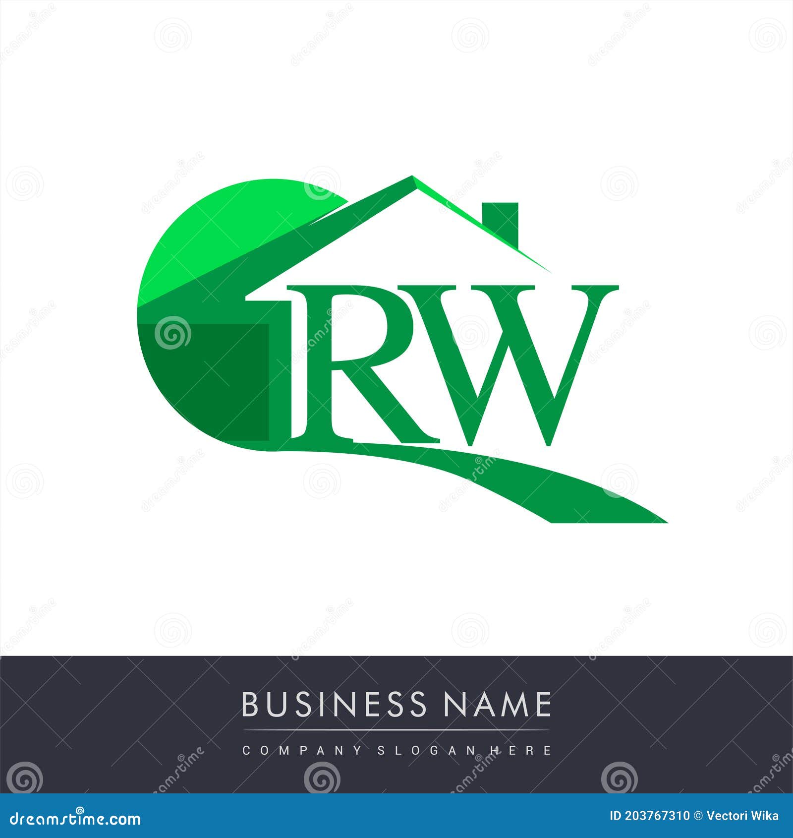 Initial Logo RW with House Icon, Business Logo and Property Developer ...