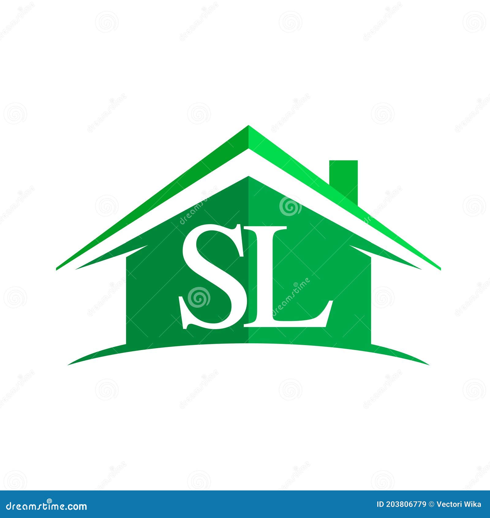 Initial Logo SL with House Icon and Green Color, Business Logo and ...