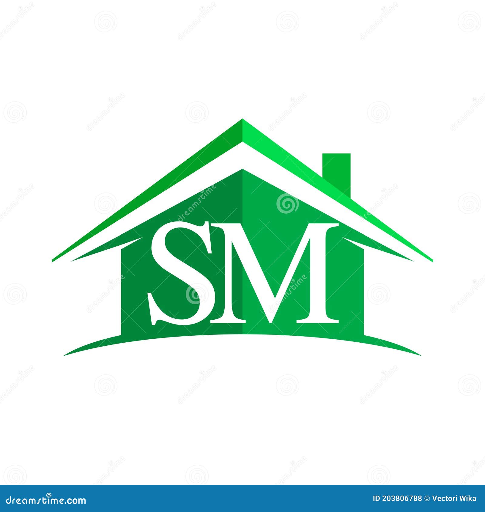 Initial Logo SM with House Icon and Green Color, Business Logo and ...