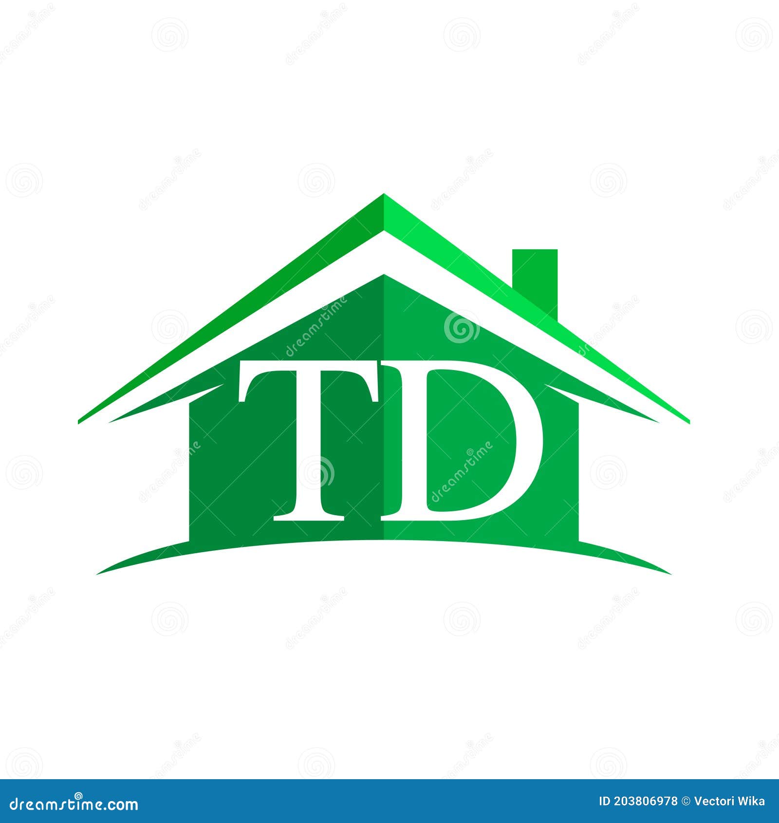 Initial Logo TD with House Icon and Green Color, Business Logo and ...