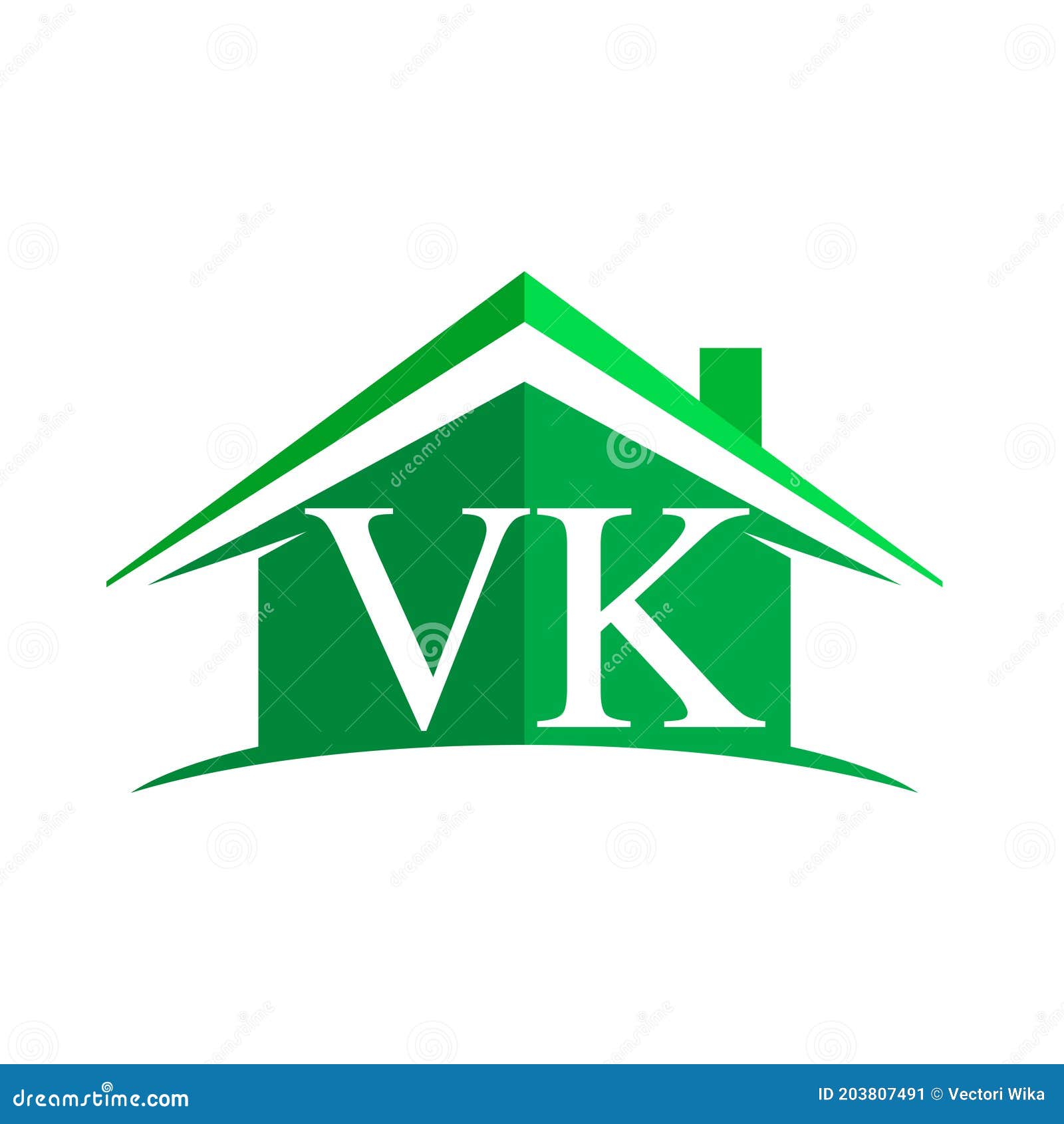 Initial Logo VK with House Icon and Green Color, Business Logo and ...