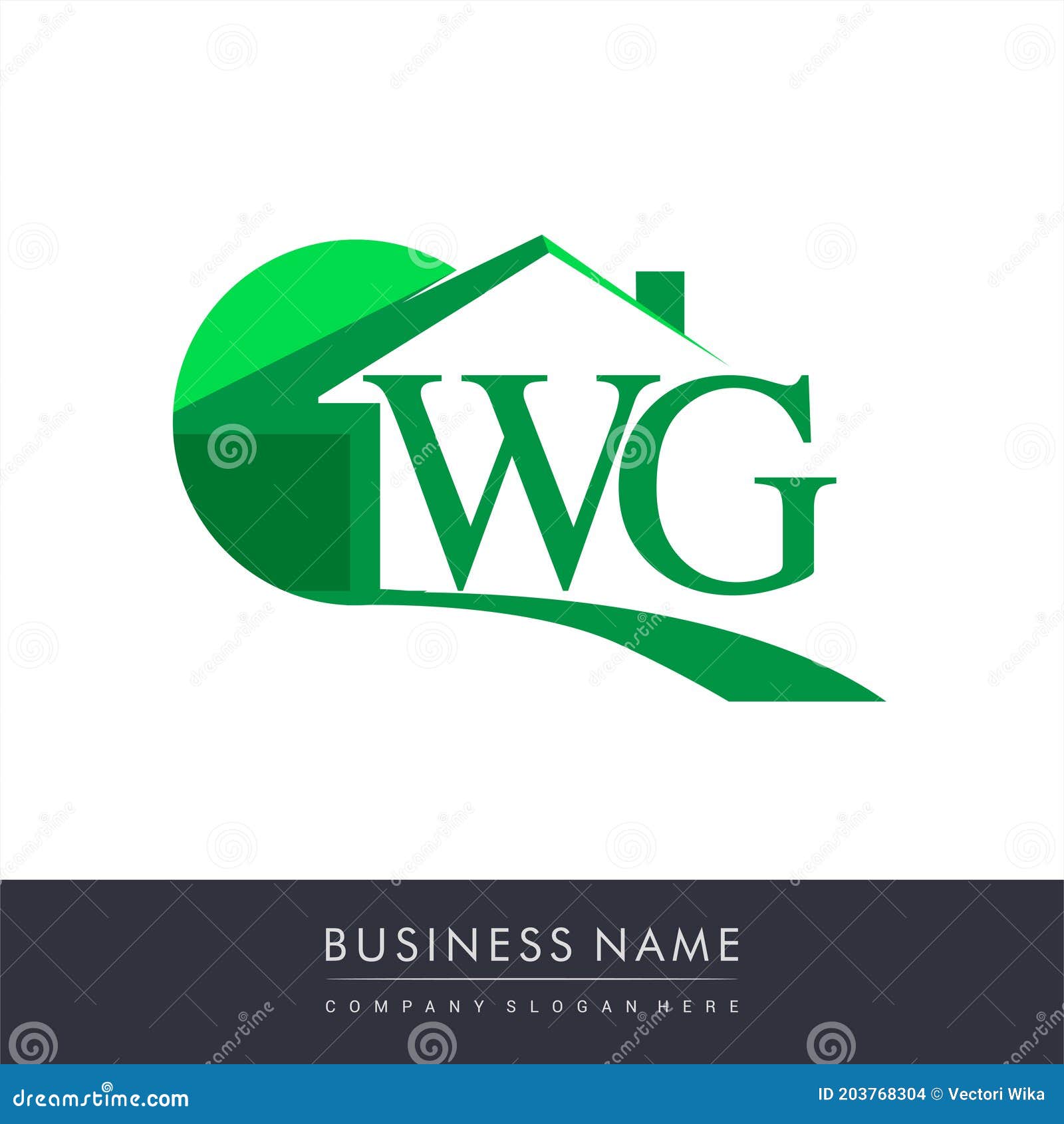 Initial Logo WG with House Icon, Business Logo and Property Developer ...