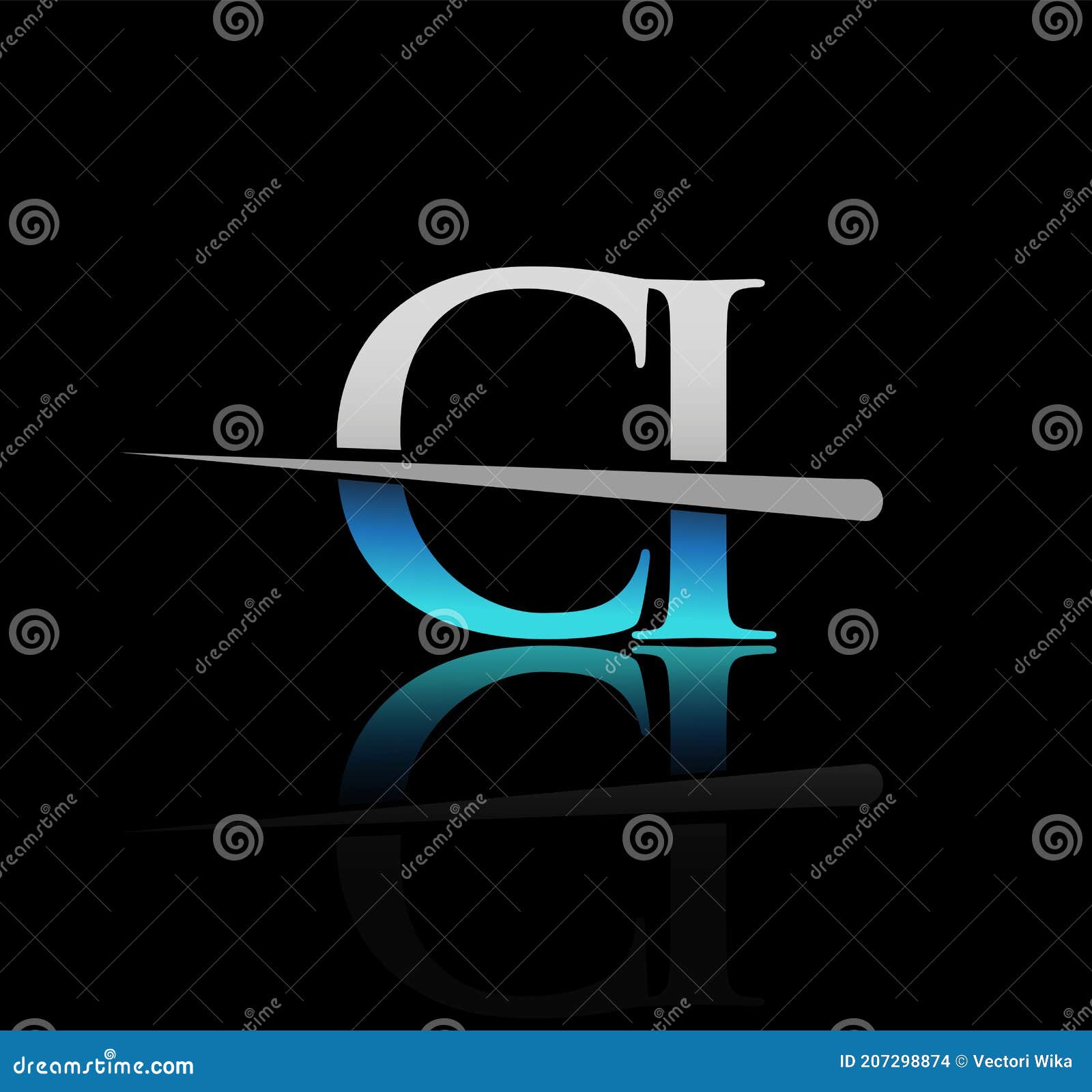 Initial Logotype Letter CI Company Name Colored Blue and Silver Swoosh ... Initial Logotype Letter CI Company Name Colored Blue and Silver Swoosh ...