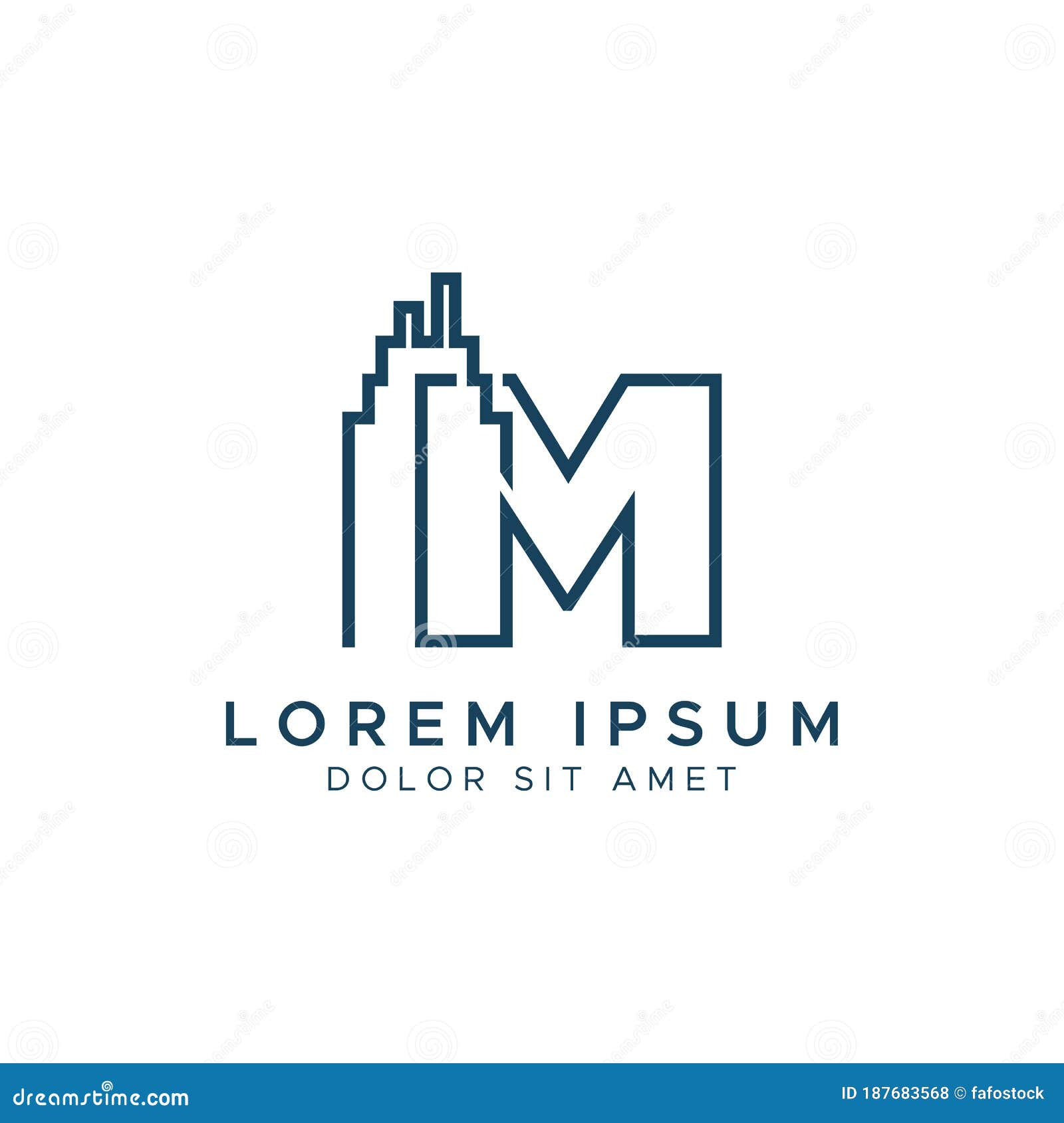 Initial M Letter with Building Logo Design Template Stock Vector ...