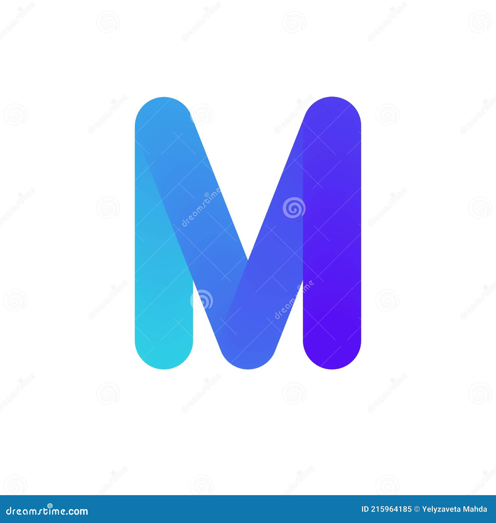 Initial M Letter Logo Design. Gradient Twisted Ribbon Line for Logotype ...