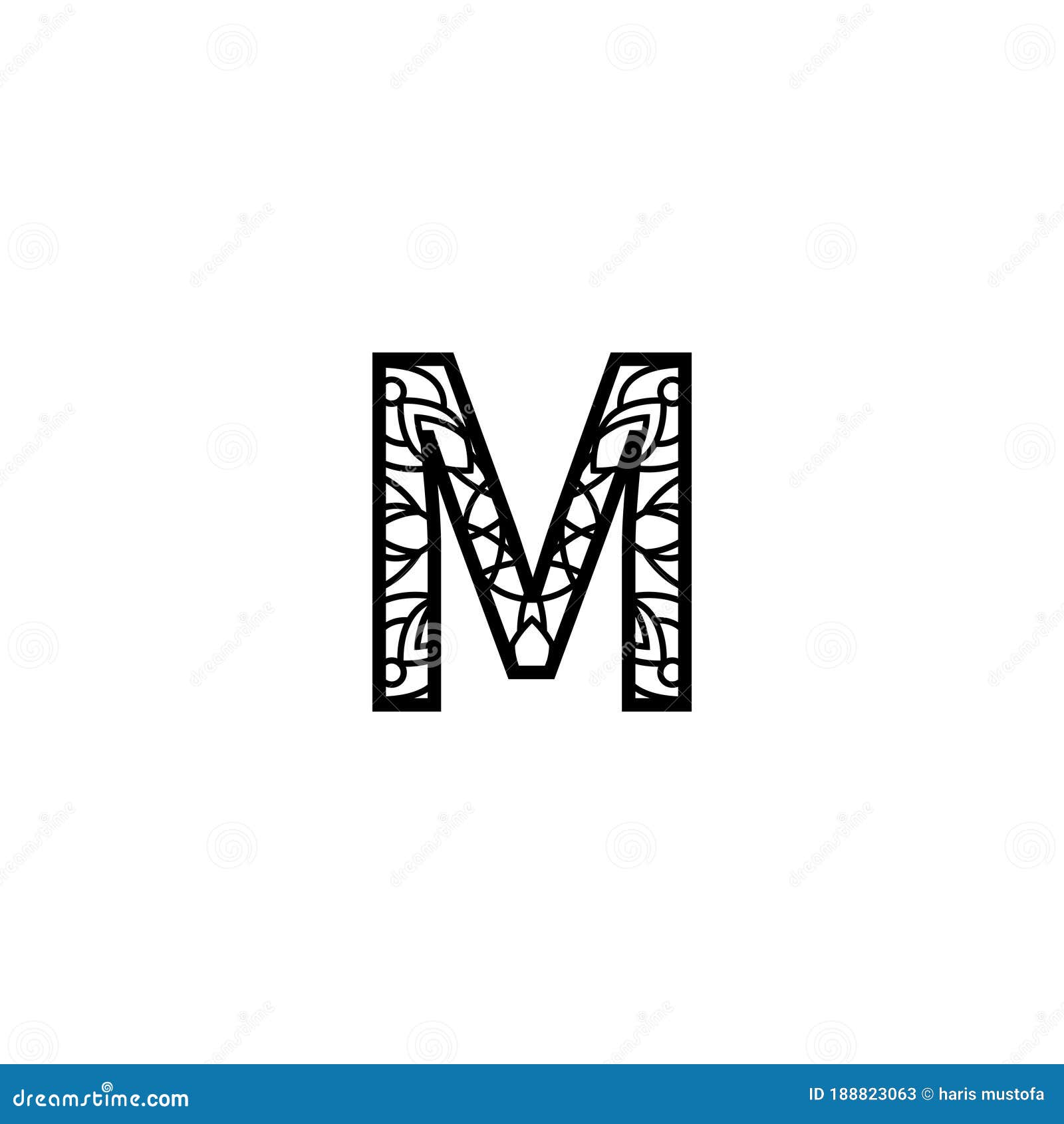 Initial M Mandala Vector Design Template Illustration Stock ...