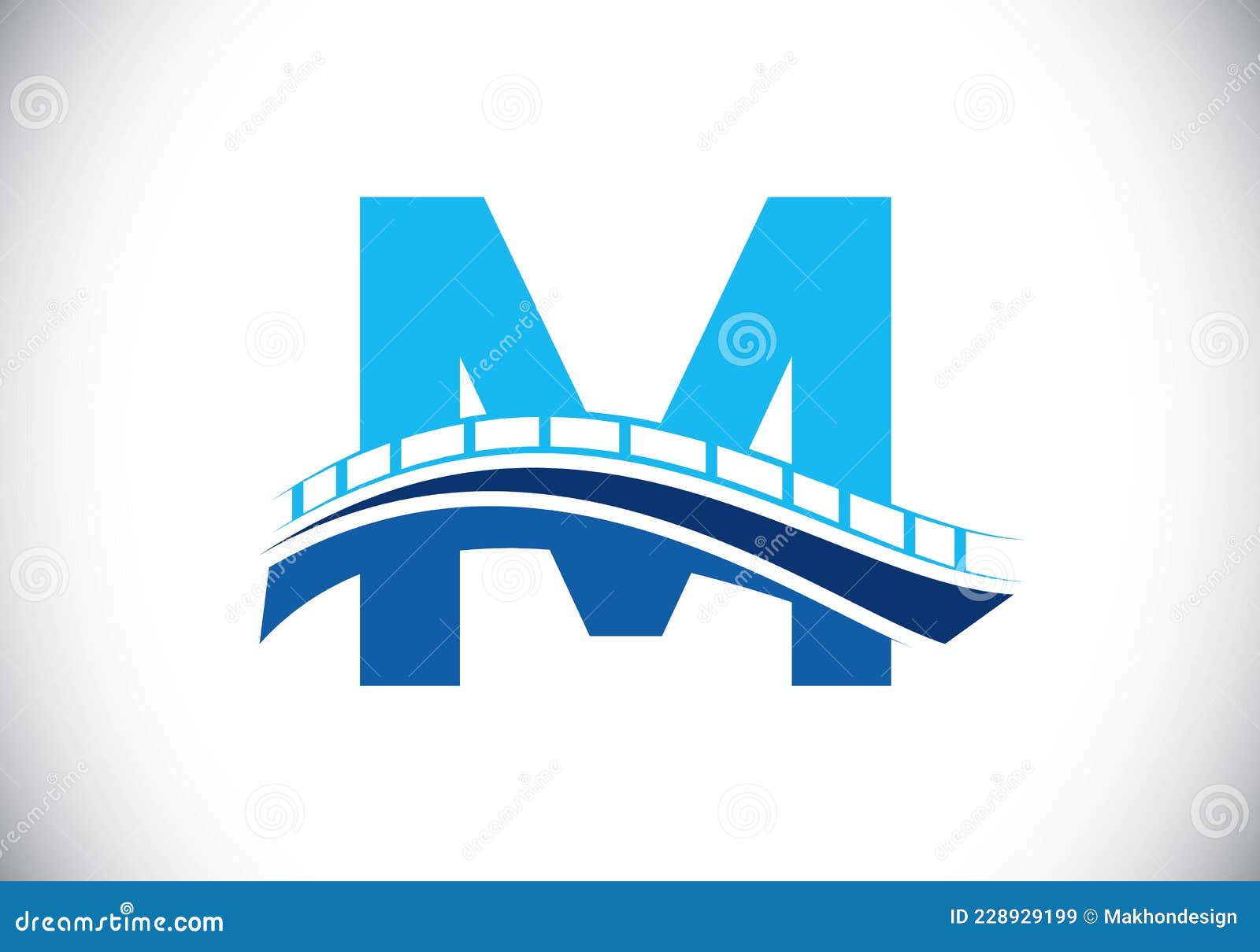 Initial M Monogram Letter Alphabet with Bridge Sign. Abstract Bridge ...