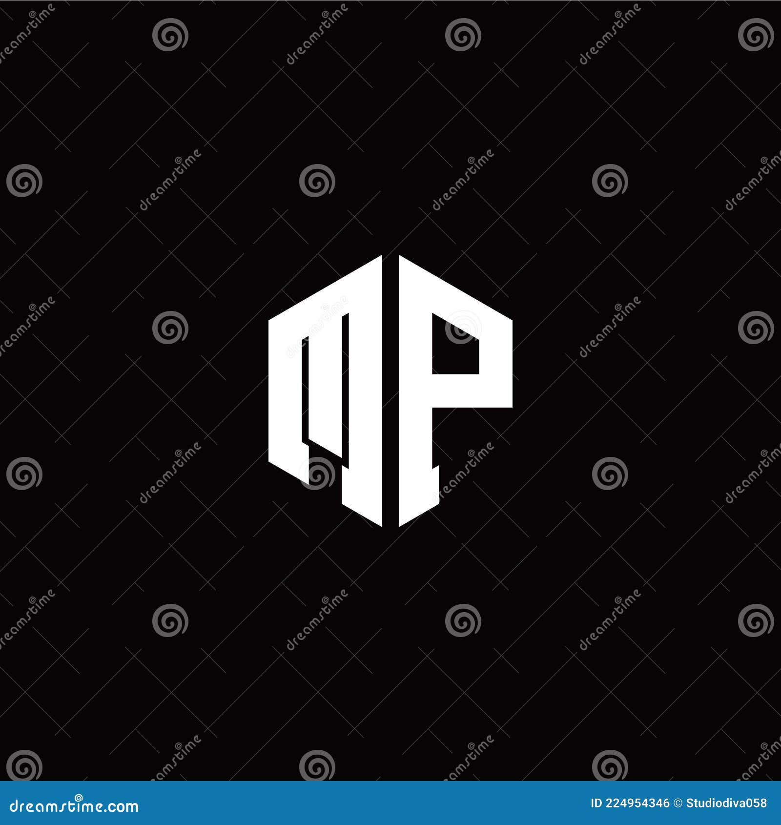 Initial M P Letter with Polygon Modern Style Logo Template Vector Stock ...