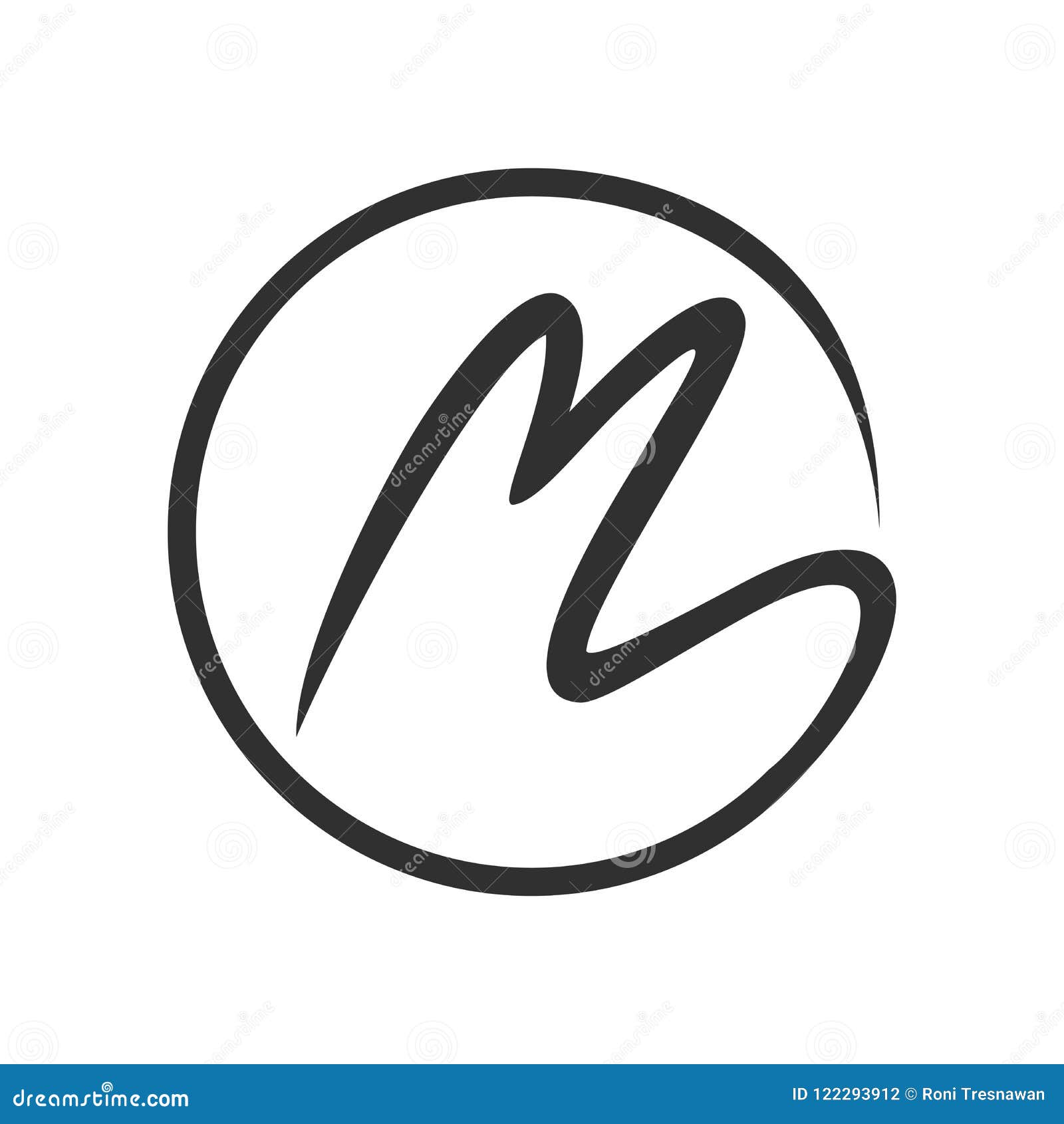 Initial M Stroke Circle Lettermark Symbol Design Stock Vector ...