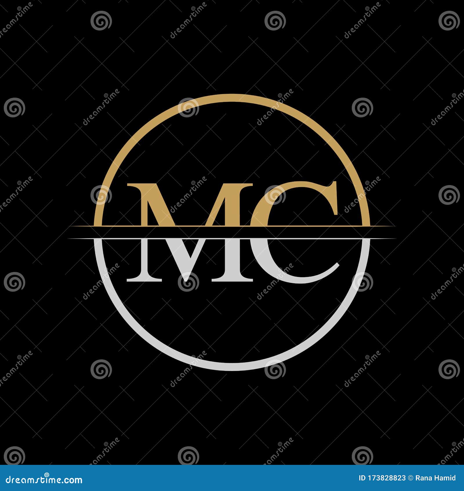 Initial MC Letter Logo Design Vector Template. Gold and Silver Letter ...