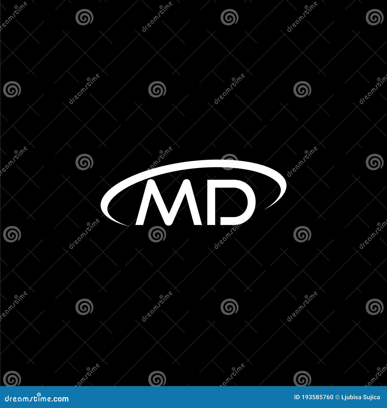 Initial MD Letter Logo Isolated on Dark Background Stock Vector ...