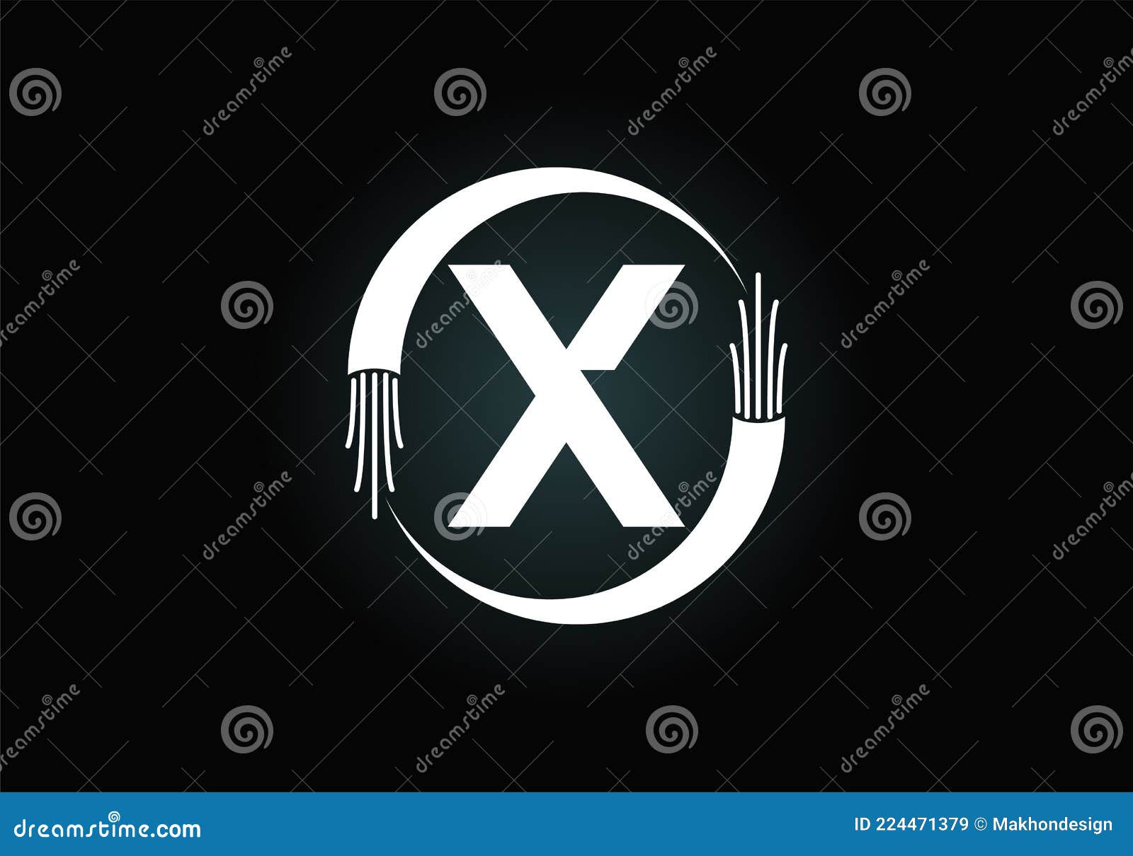 Initial X Monogram Letter Alphabet with Electric Wire, Optical Fiber ...