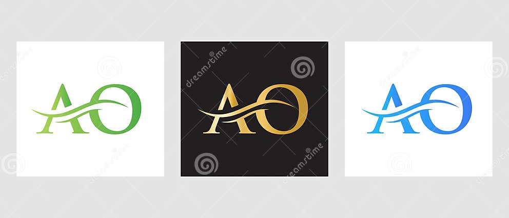 Initial Monogram Letter AO Logo Design. AO Logotype Template Stock ...