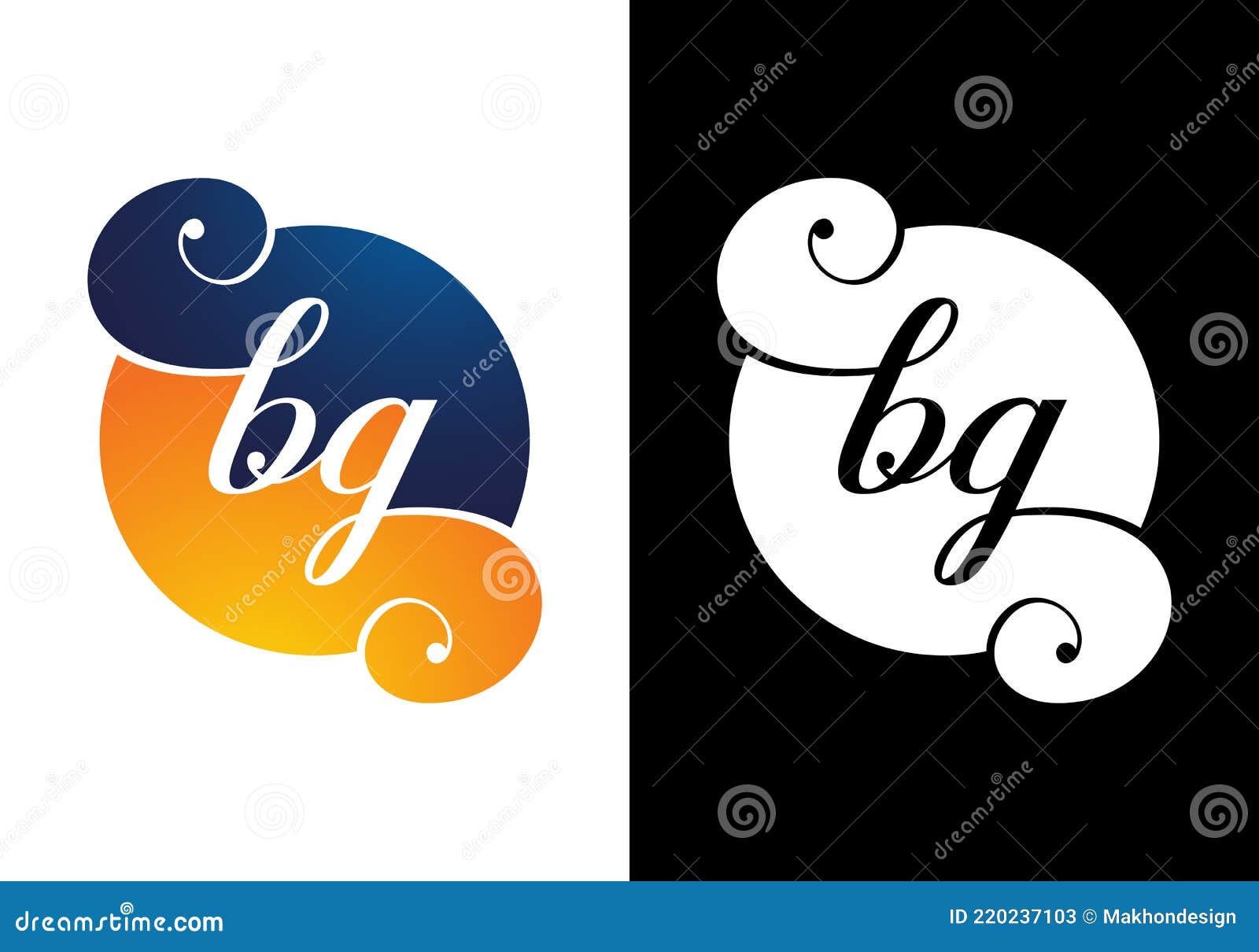 Initial Monogram Letter B G Logo Design Vector Template. Stock Vector ...