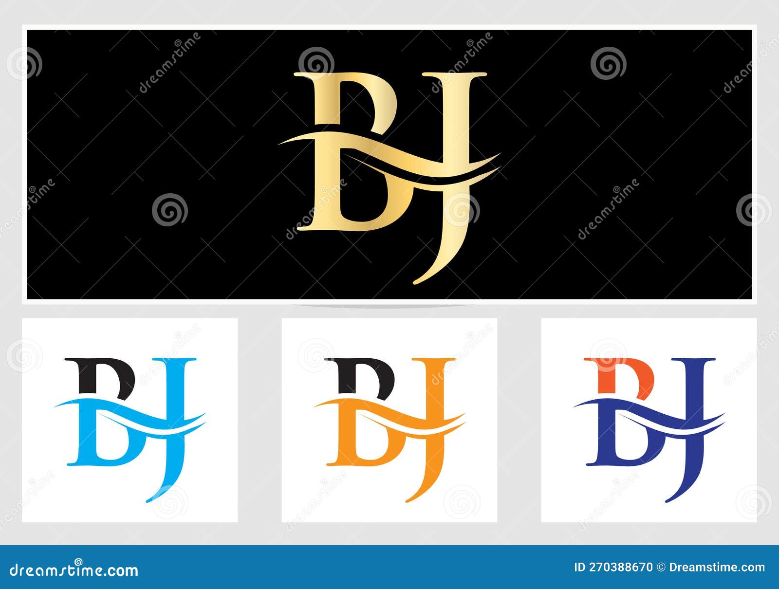 Monogram Letter BJ Logo Design. BJ Logotype Template Stock Vector ...
