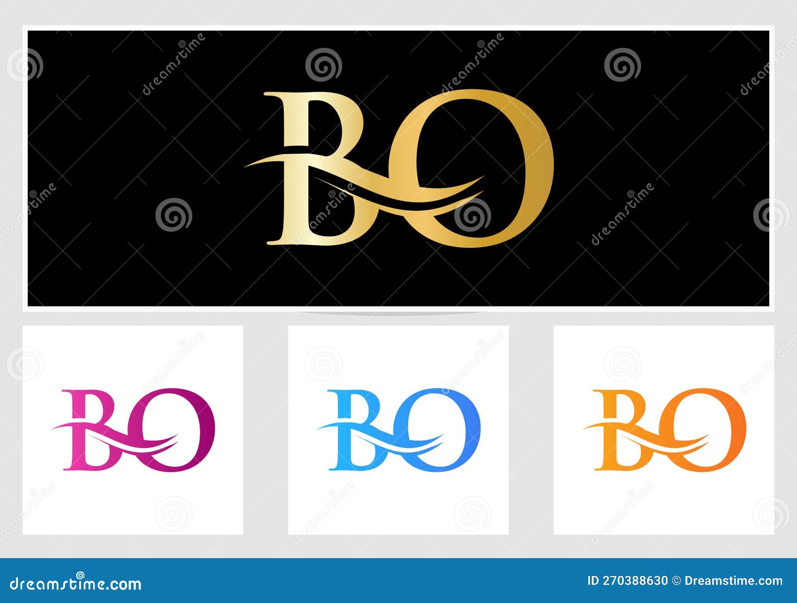 Monogram Letter BO Logo Design. BO Logotype Template Stock Vector ...