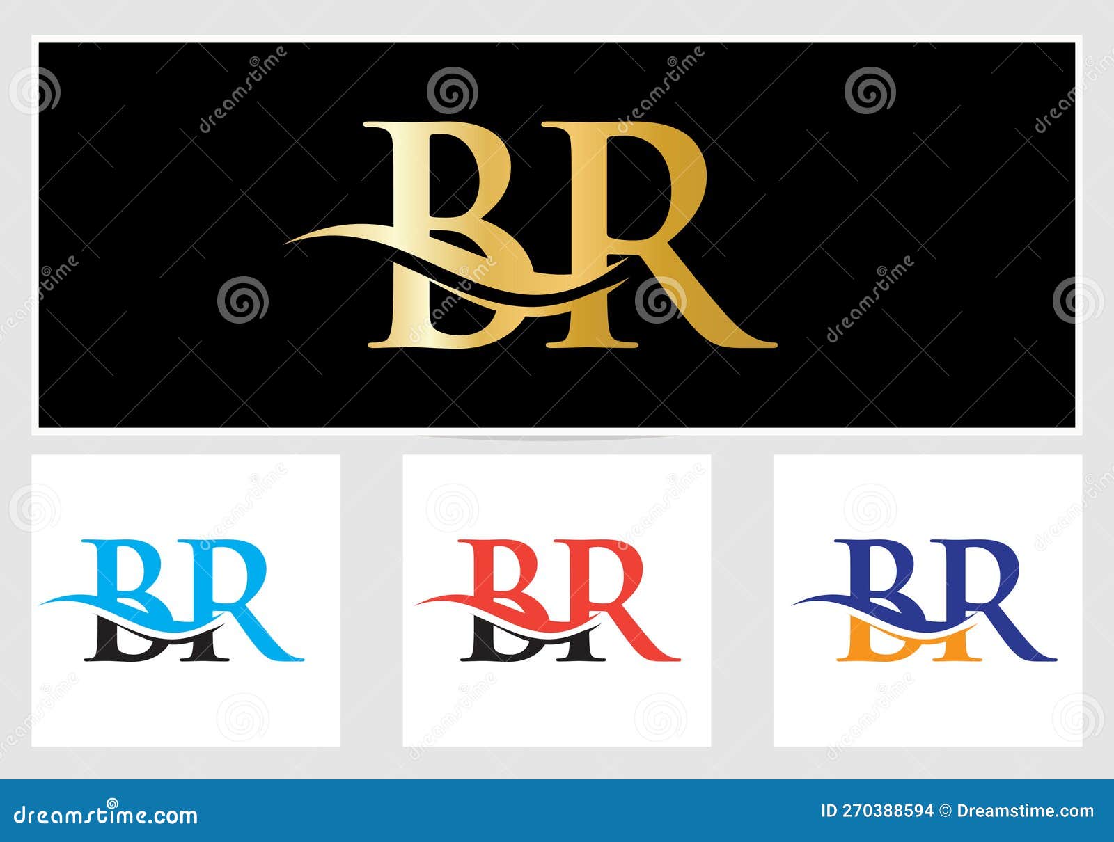 Monogram Letter BR Logo Design. BR Logotype Template Stock Vector ...