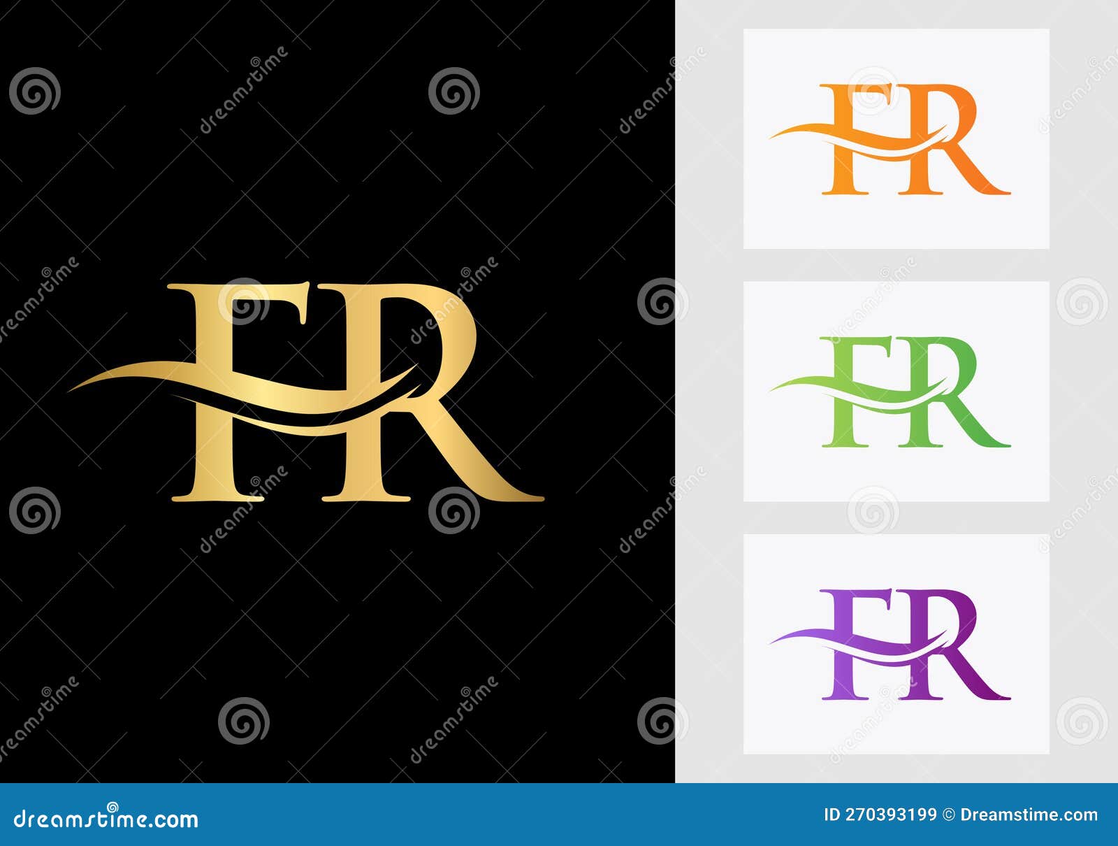 Monogram Letter FR Logo Design. FR Logotype Template Stock Vector ...