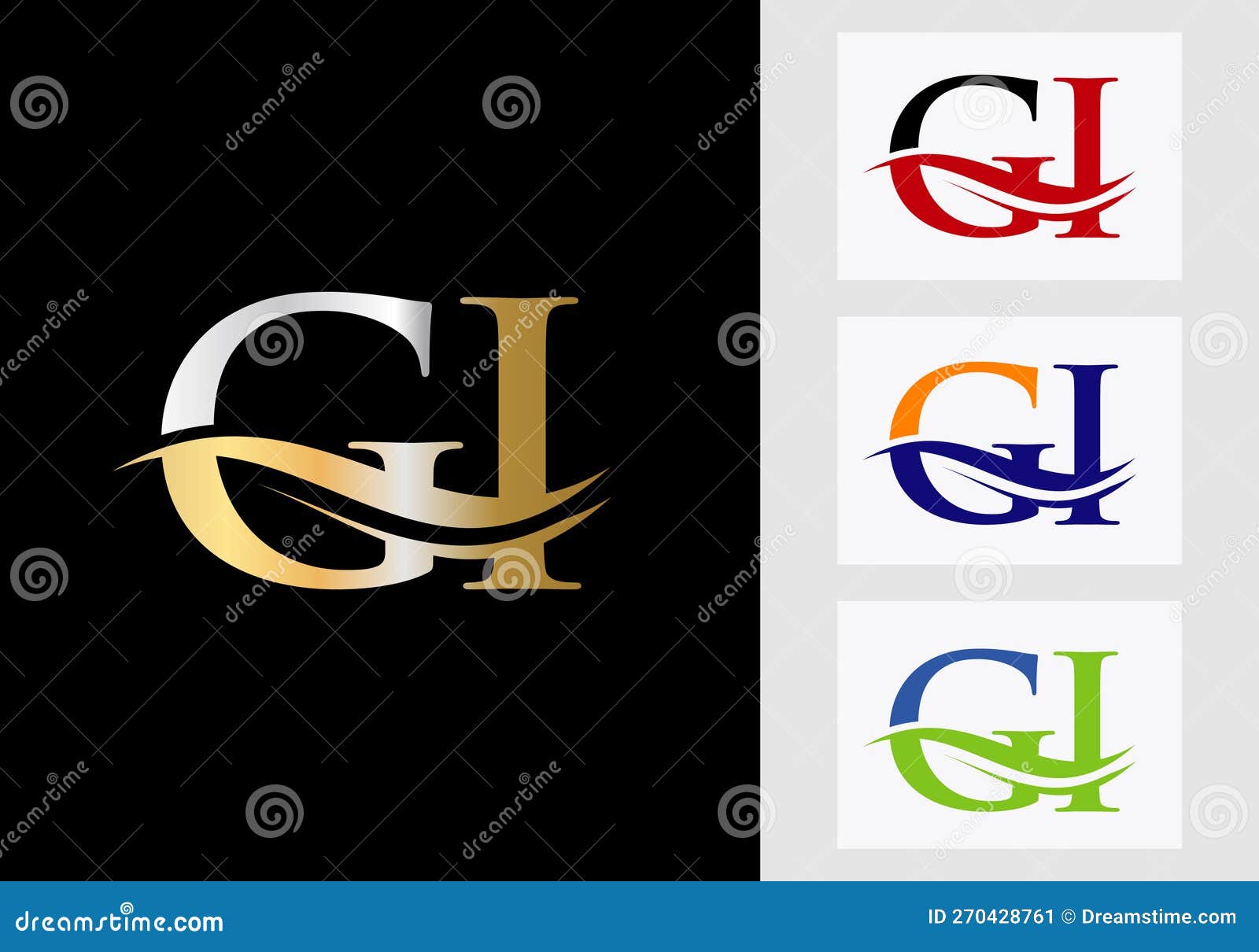 Monogram Letter GI Logo Design. GI Logotype Template Stock Vector ...
