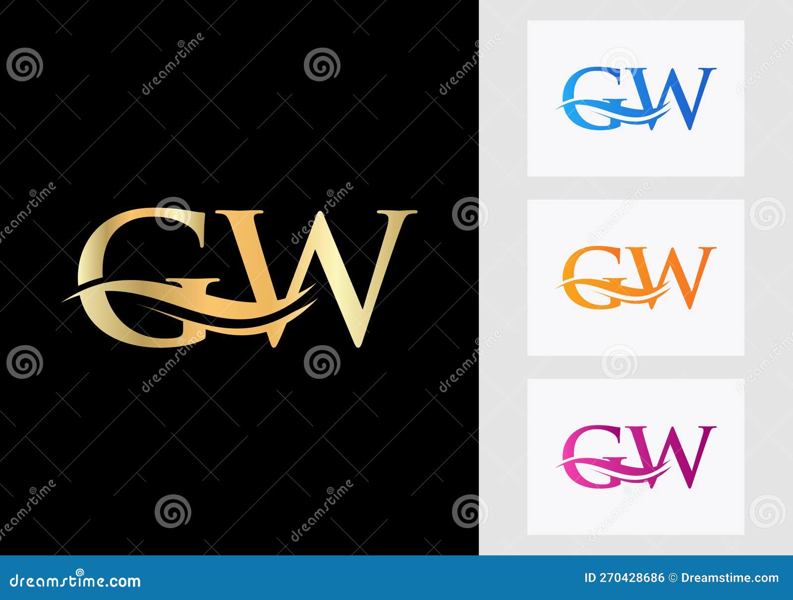 Monogram Letter GW Logo Design. GW Logotype Template Stock Vector ...